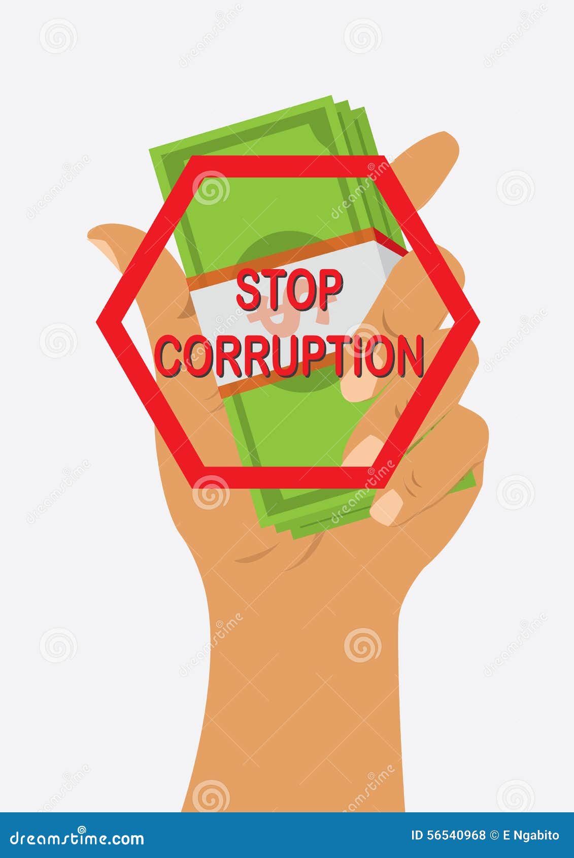 Hand Holding Money, Corruption Concept Stock Vector - Illustration of ...