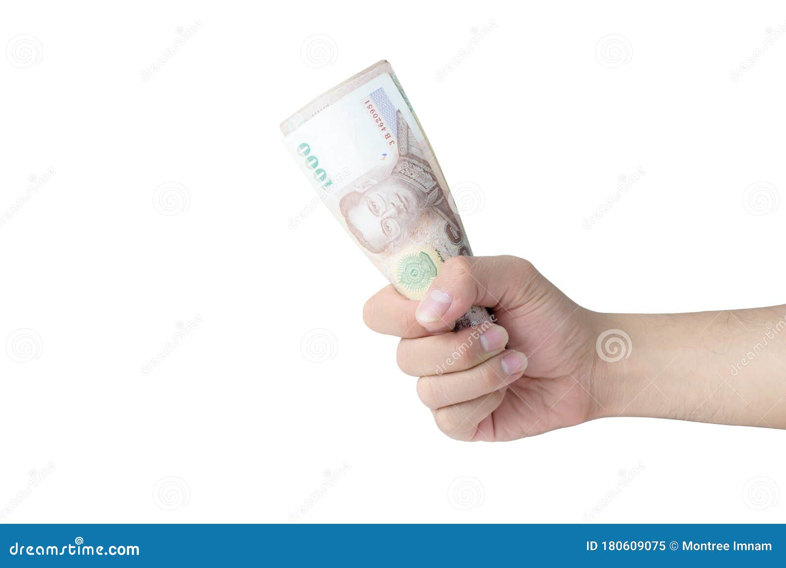 Hand Holding Money Isolated on White Background Stock Image - Image of ...