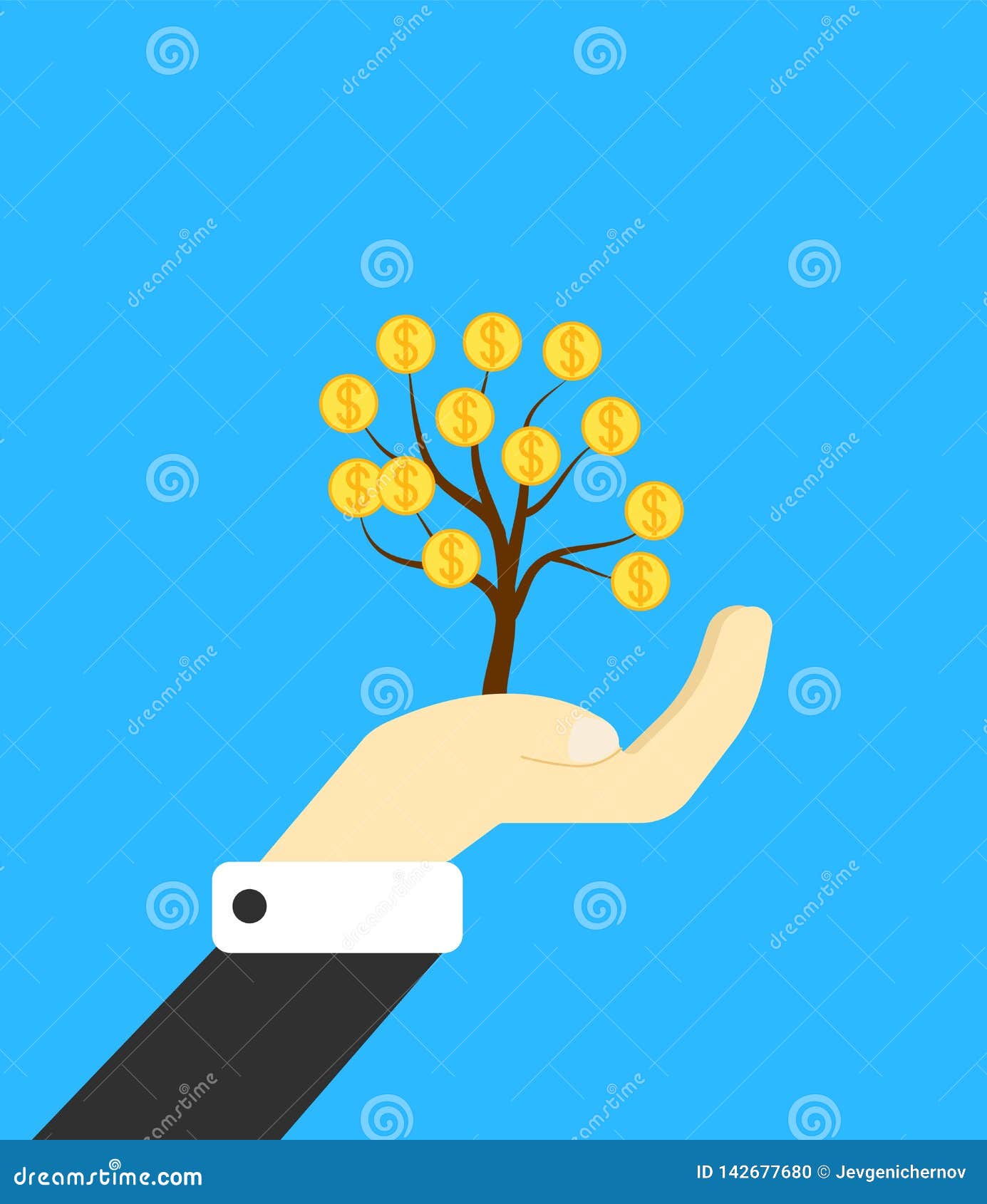 Hand Holding a Money Tree stock vector. Illustration of fragility ...