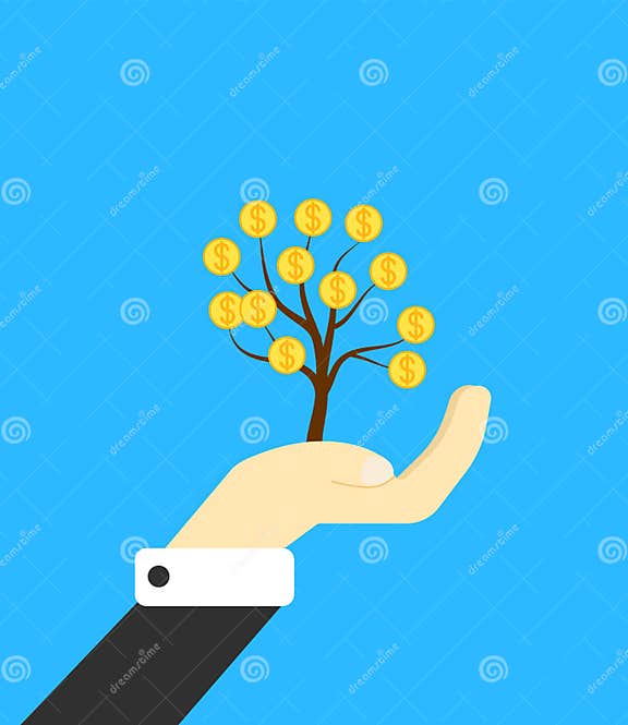 Hand Holding a Money Tree stock vector. Illustration of fragility ...