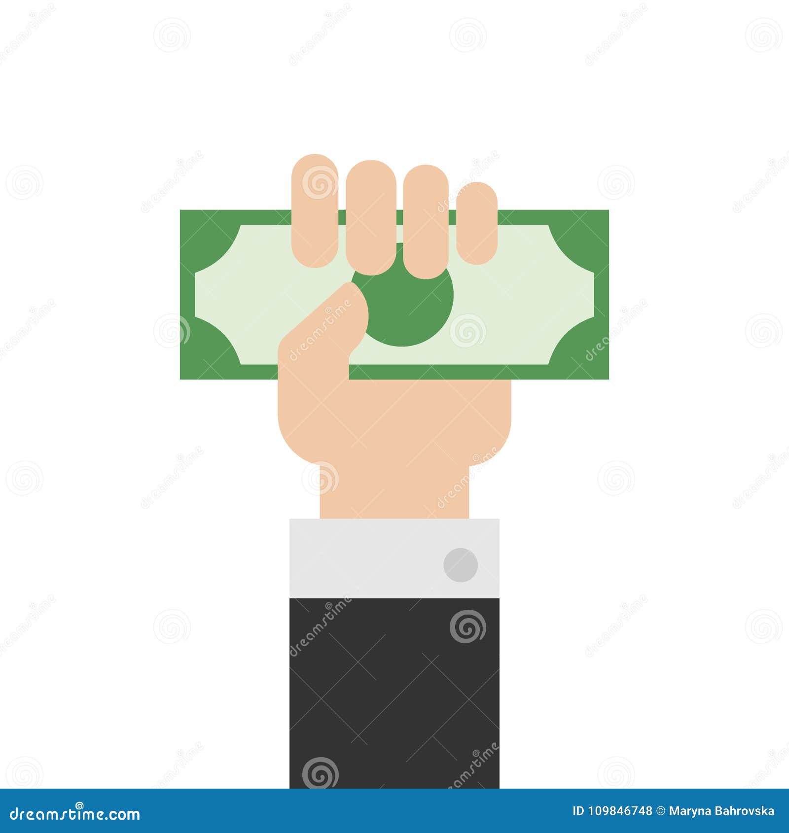 Hand Holding Money or Money in Hand Vector. Hand with Money or Hand ...