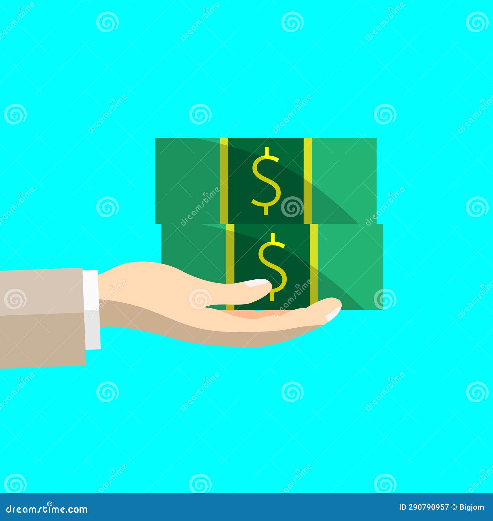 Hand Holding Money. Vector Illustration Stock Vector - Illustration of ...