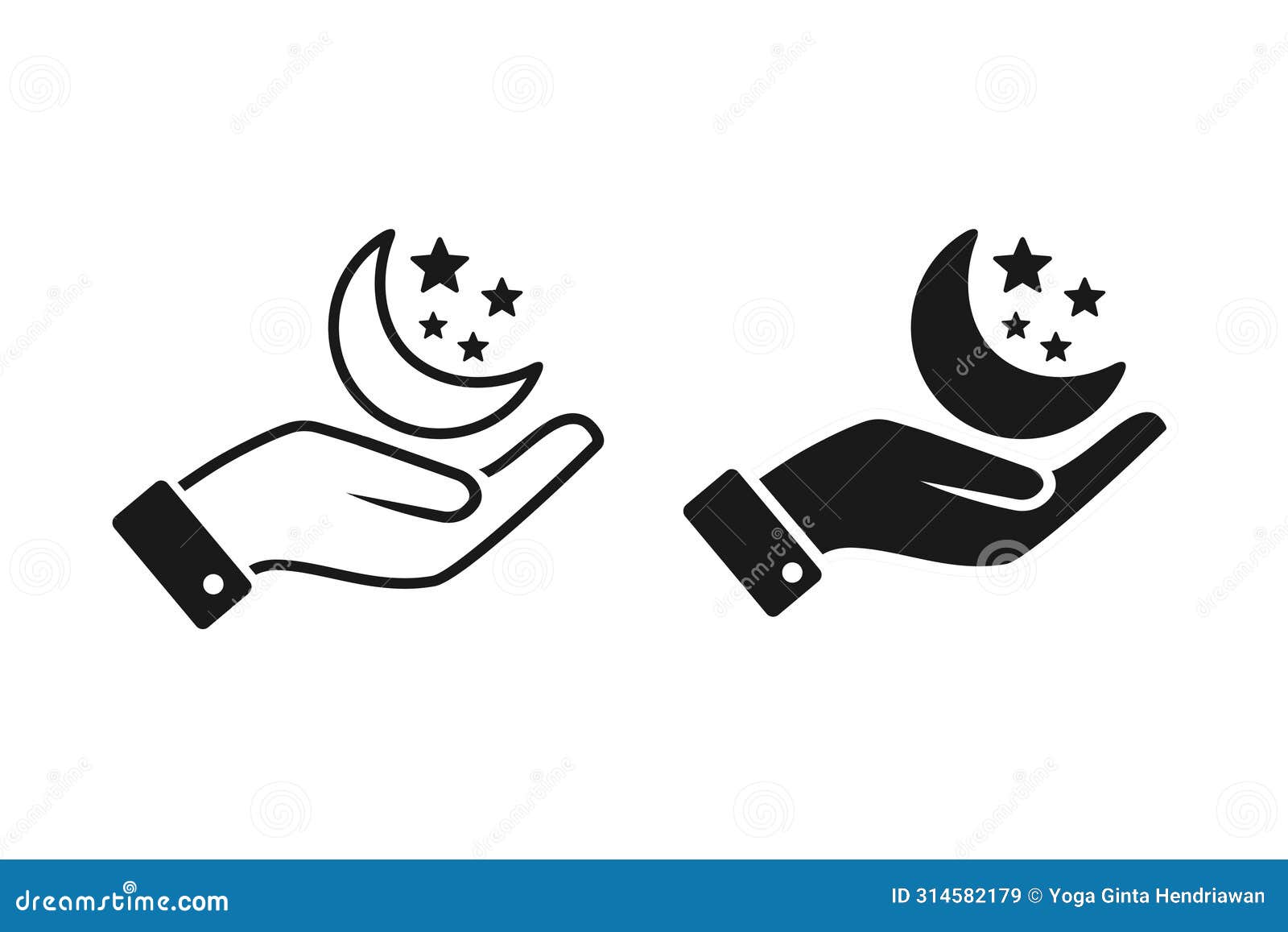 Hand Holding Moon Icon. Illustration Vector Stock Vector - Illustration ...