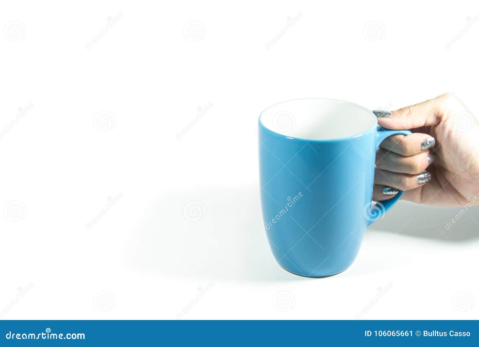 Hand Holding Mug, Blue Mug/Coffee Cup Stock Image - Image of closeup ...