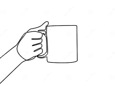 Hand Holding Mug with Tea or Coffee. Continuous Line Drawing. Stock ...