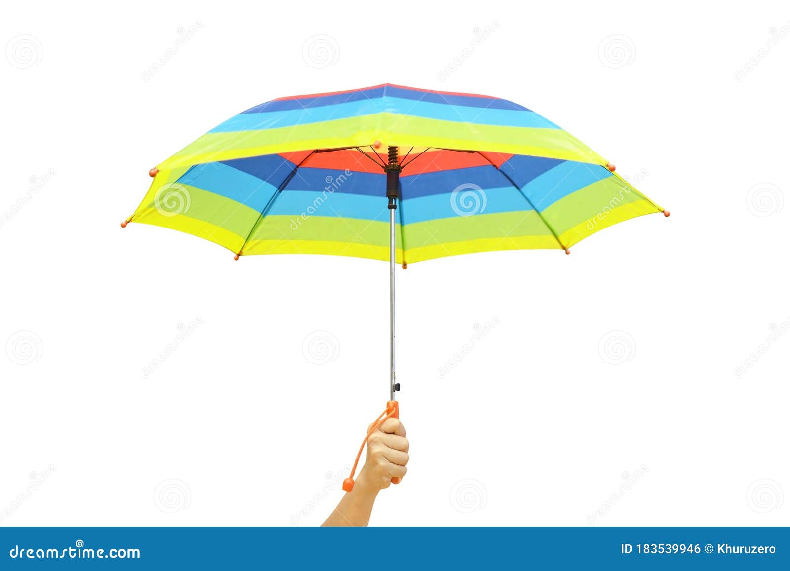 Hand Holding Multicolored Umbrella Isolated on White Stock Photo ...