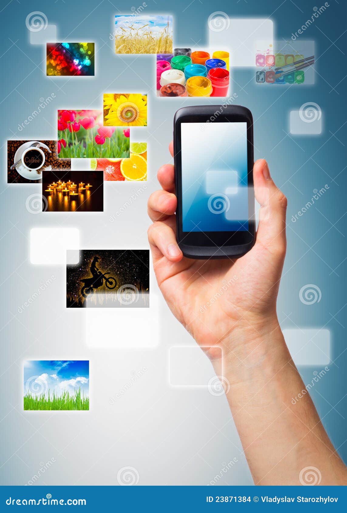 Hand Holding Multimedia Phone Stock Photo - Image of connection, global ...