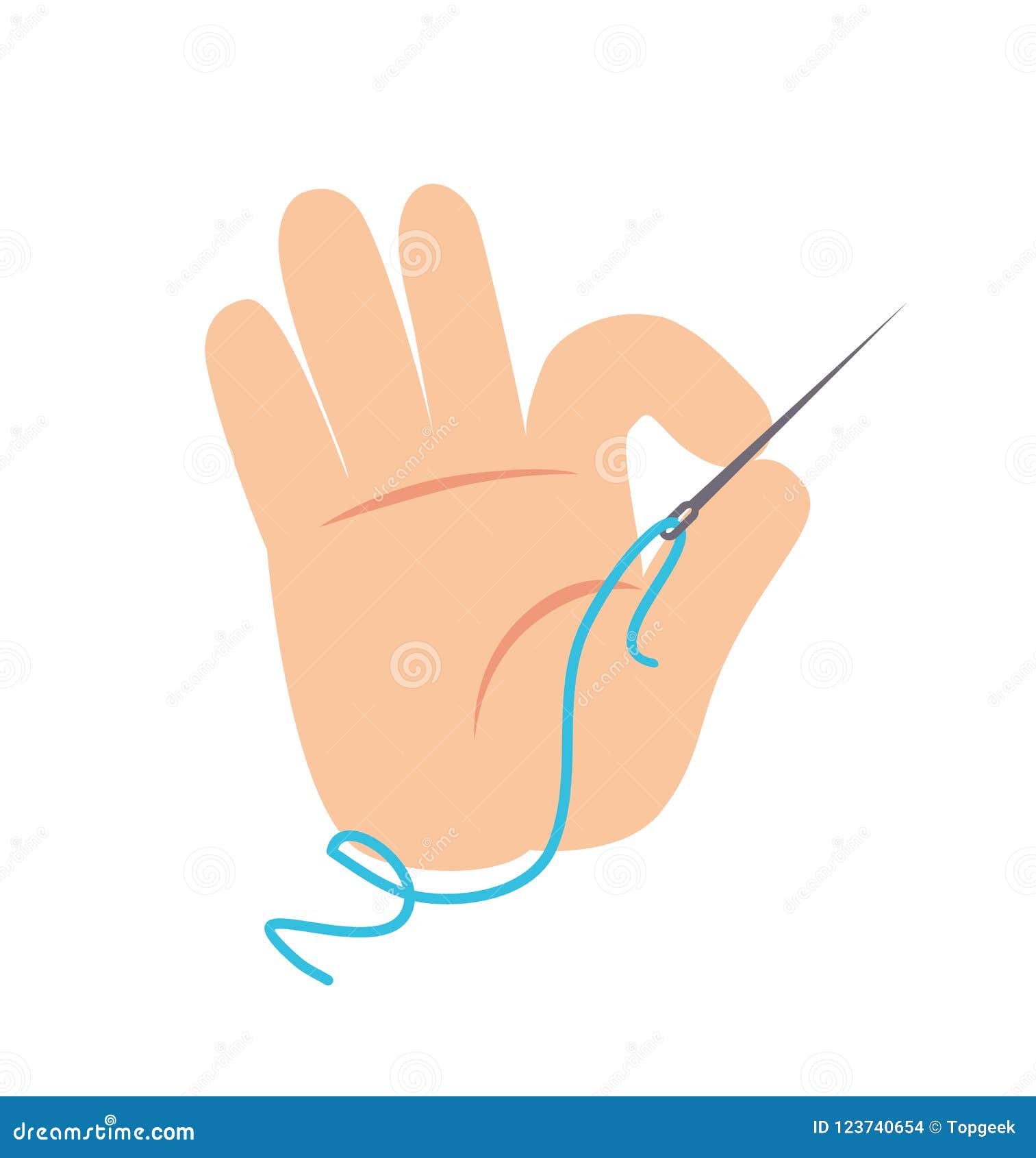 Hand Holding Needle and Thread Vector Illustration Stock Vector ...