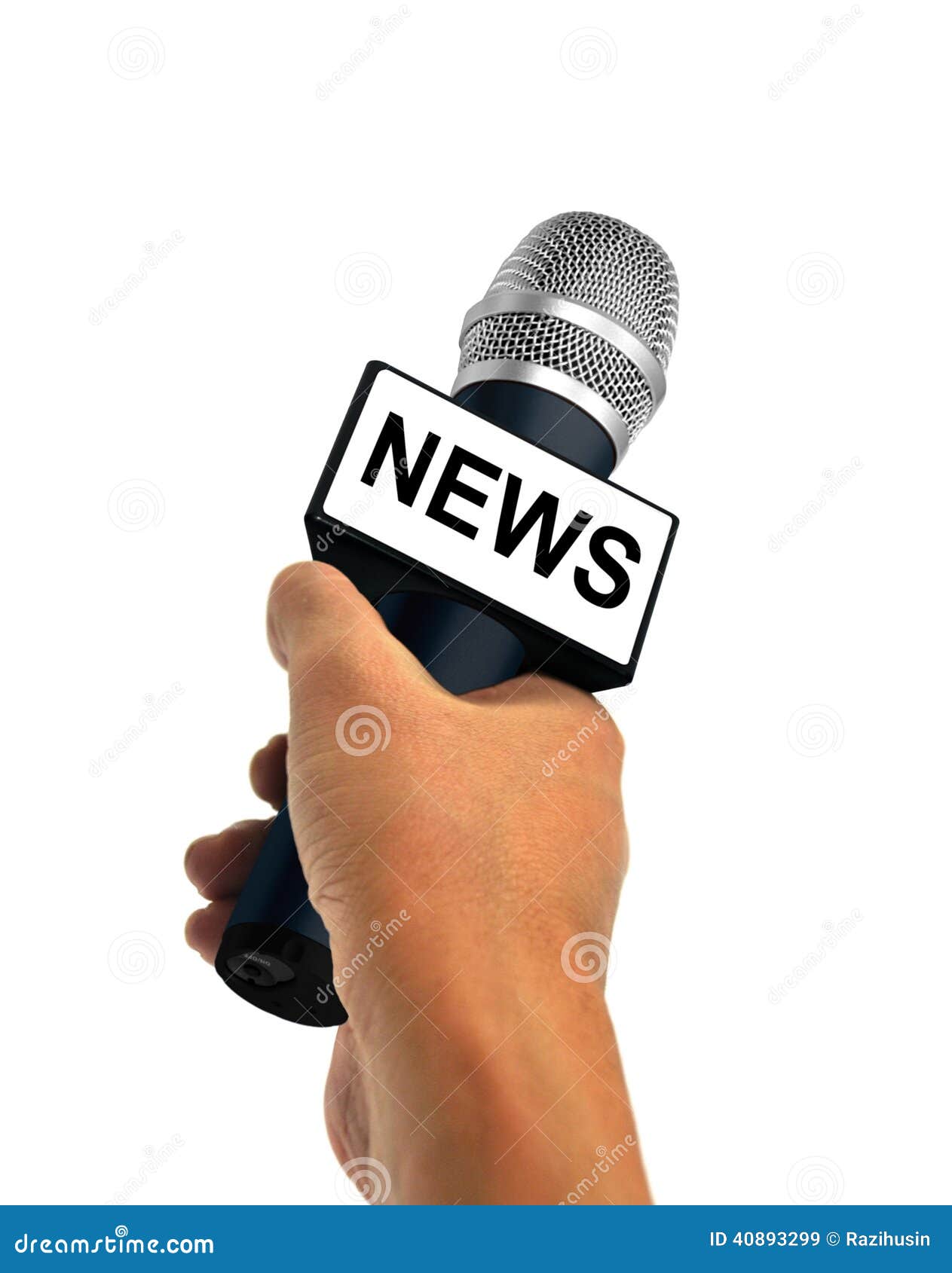 Hand Holding News Microphone Stock Photo - Image: 40893299