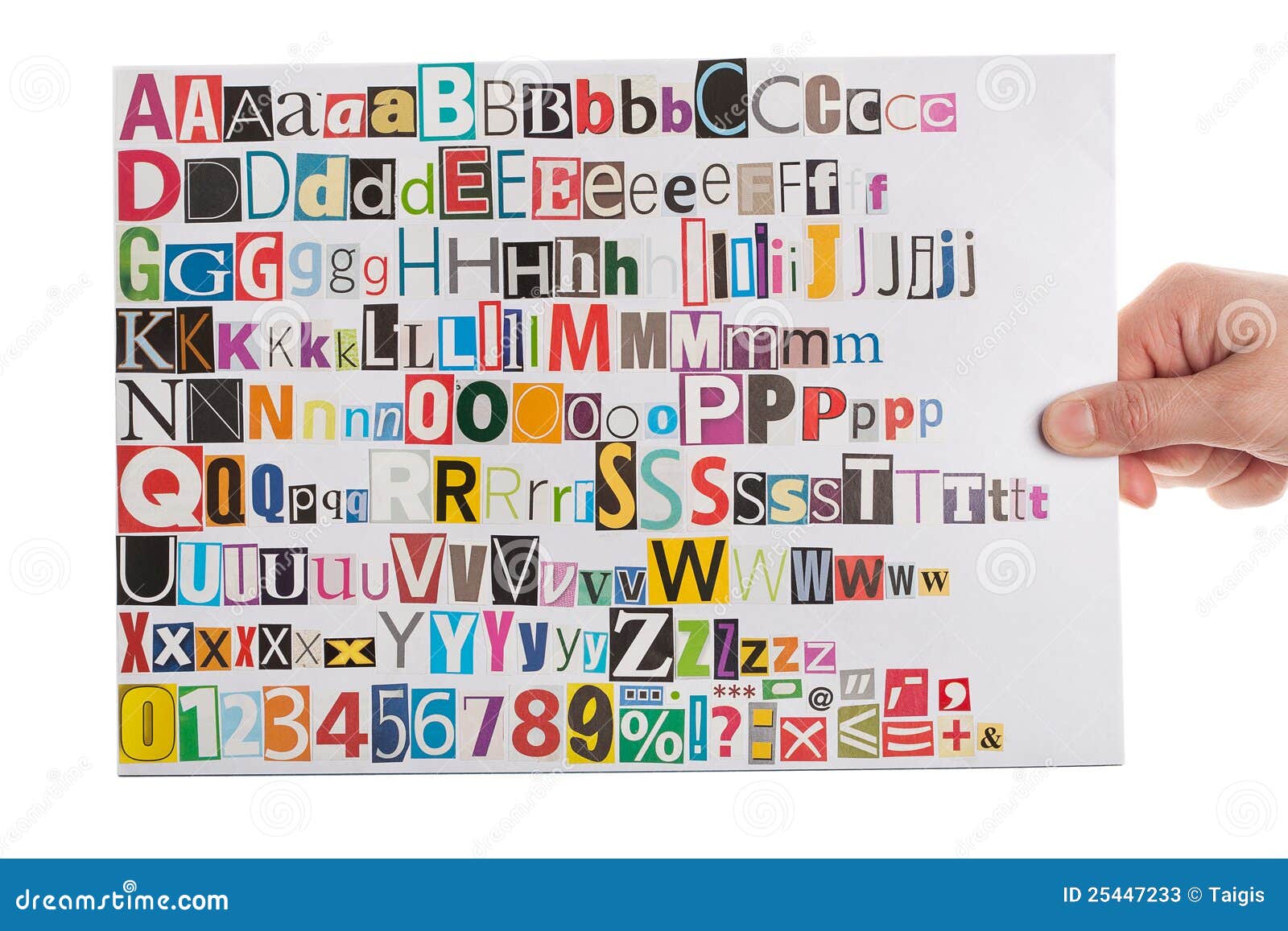Hand Holding Newspaper Clippings Alphabet Stock Image - Image of note ...