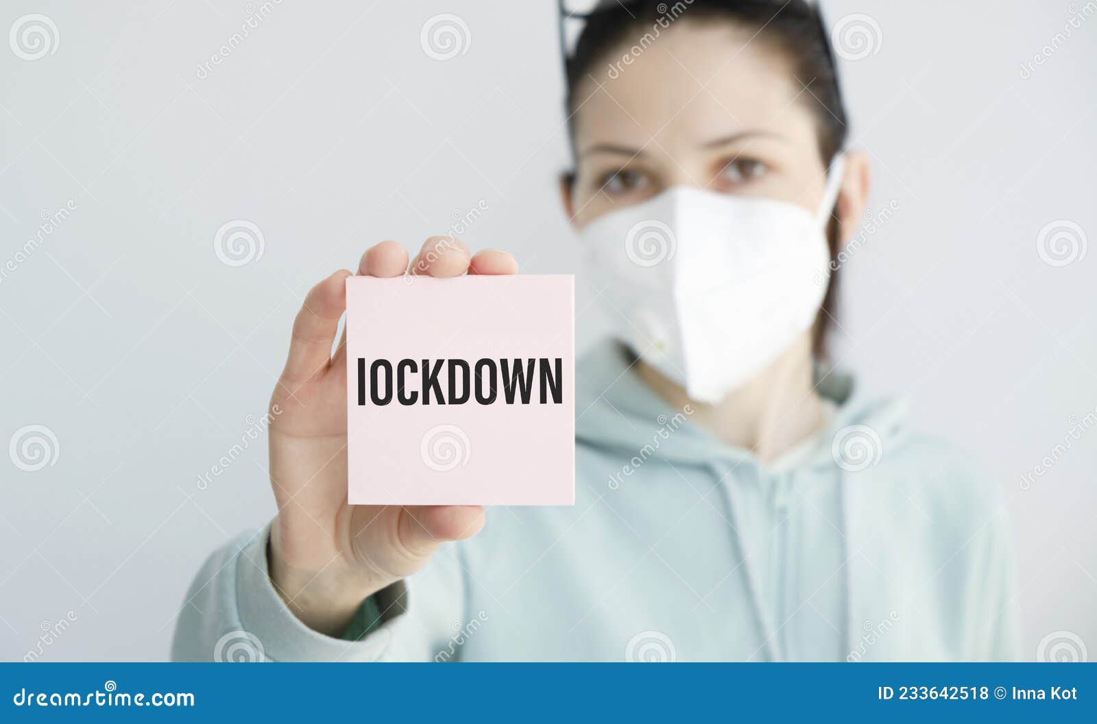 Holding Note Paper Have Text Lockdown Blurred White Background Concept ...