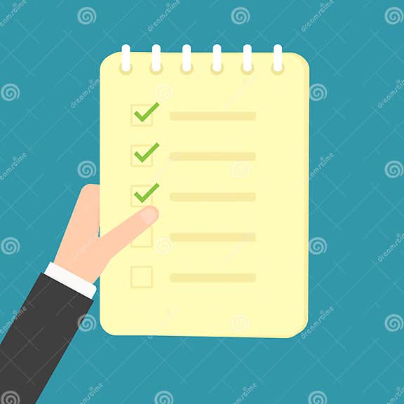 Hand Holding Notepad Checklist Stock Vector - Illustration of ...