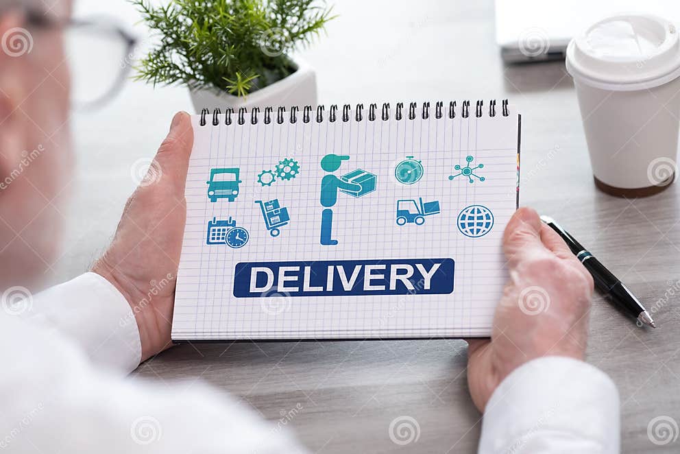 Delivery Concept on a Notepad Stock Photo - Image of transportation ...