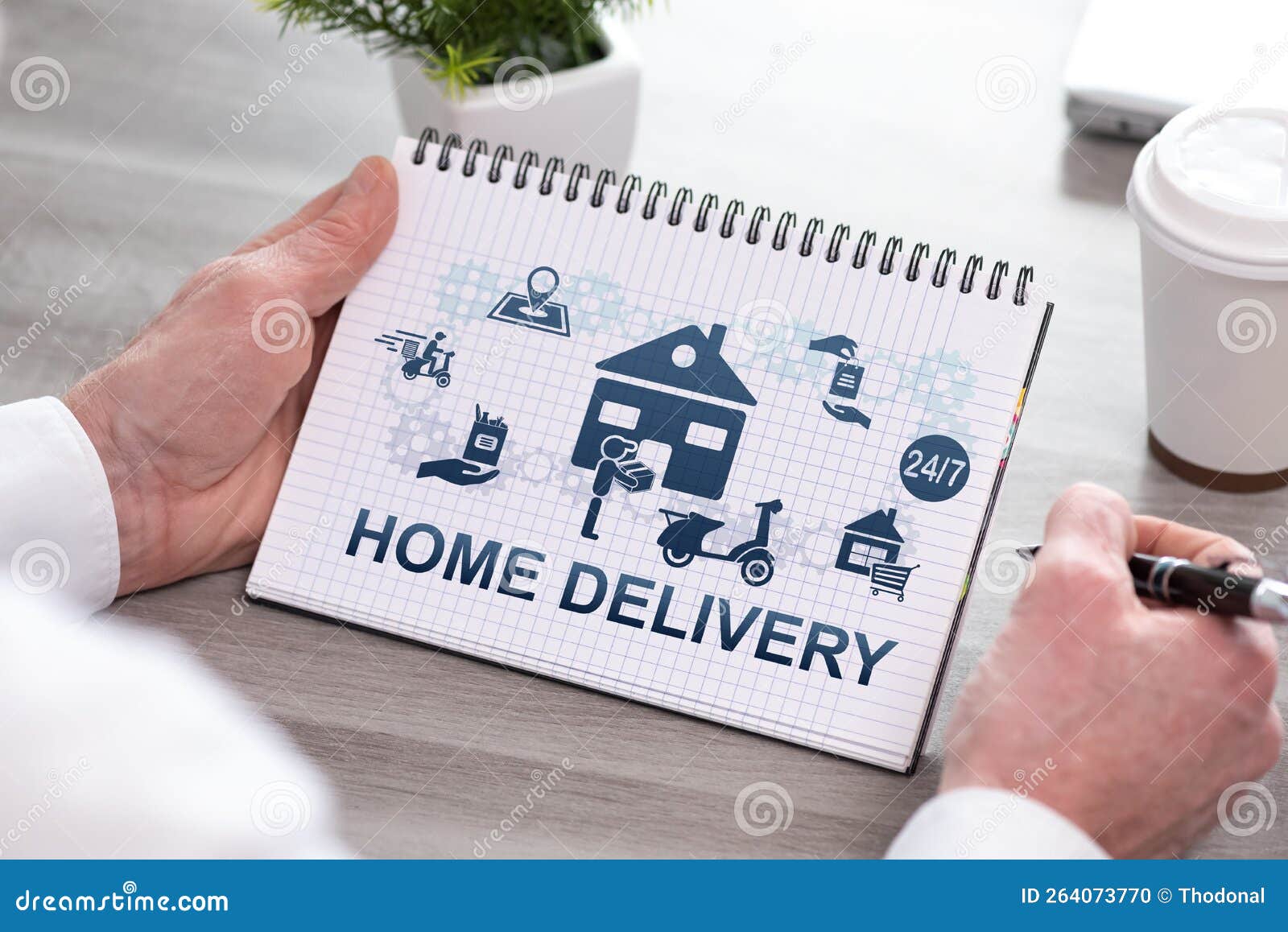 Home Delivery Concept on a Notepad Stock Photo - Image of shipping ...