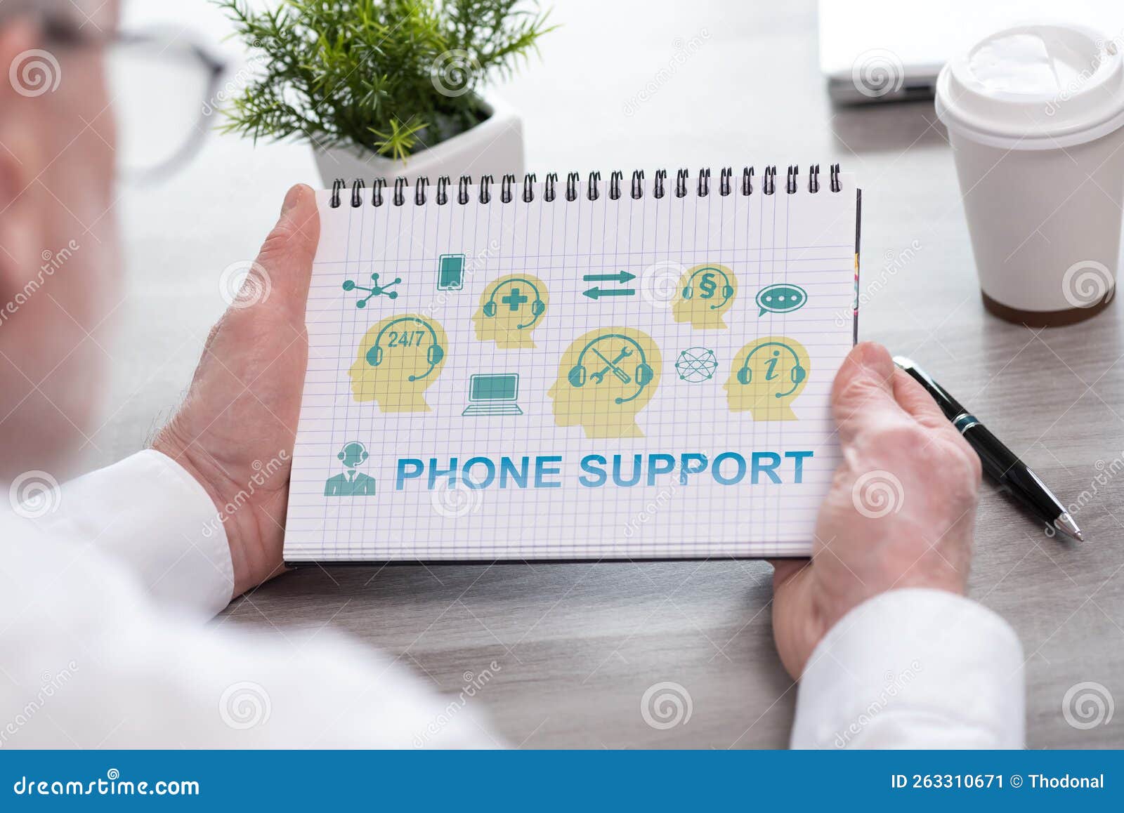Phone Support Concept on a Notepad Stock Image - Image of call, center ...