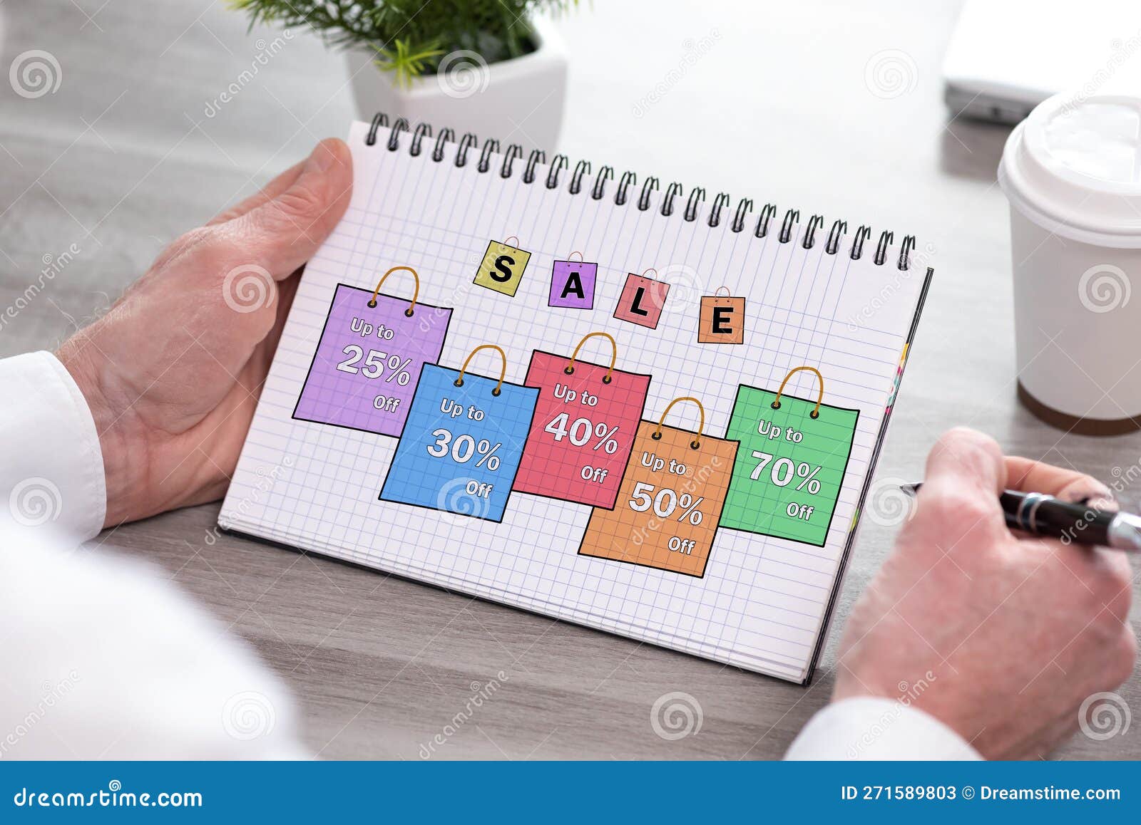 Sale concept on a notepad stock image. Image of notepad - 271589803