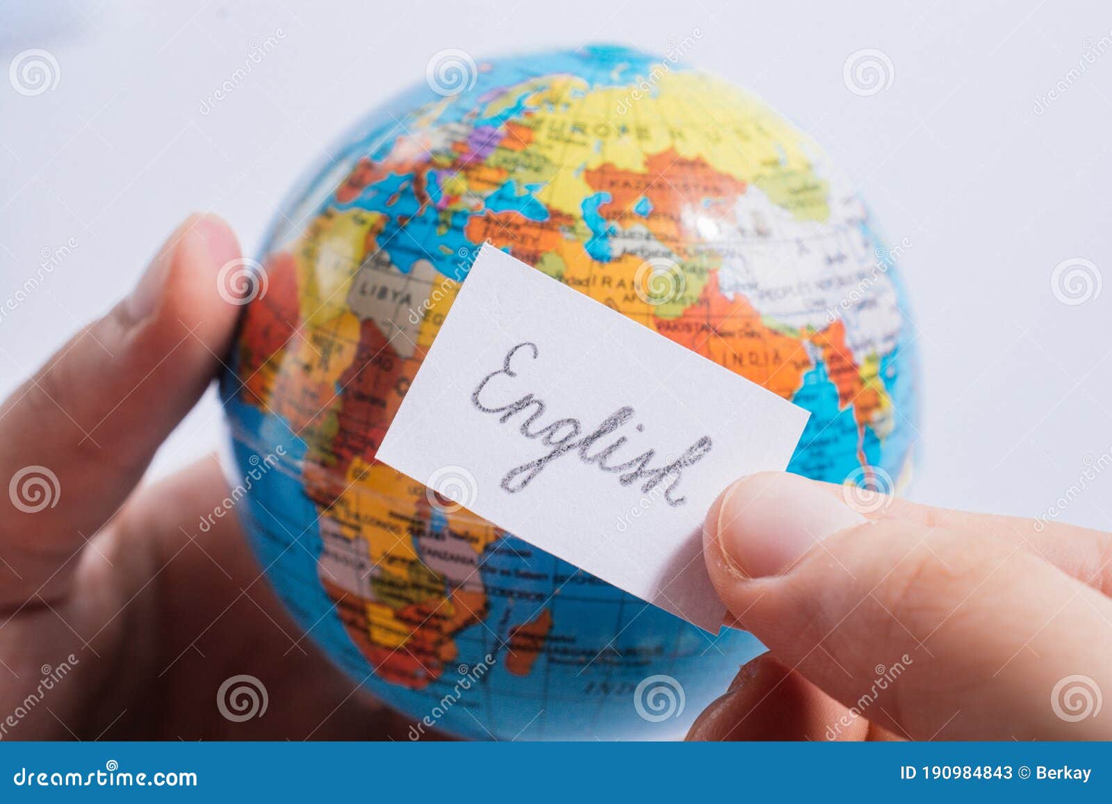 Hand Holding Notepaper with English Wording on Globe Stock Image ...