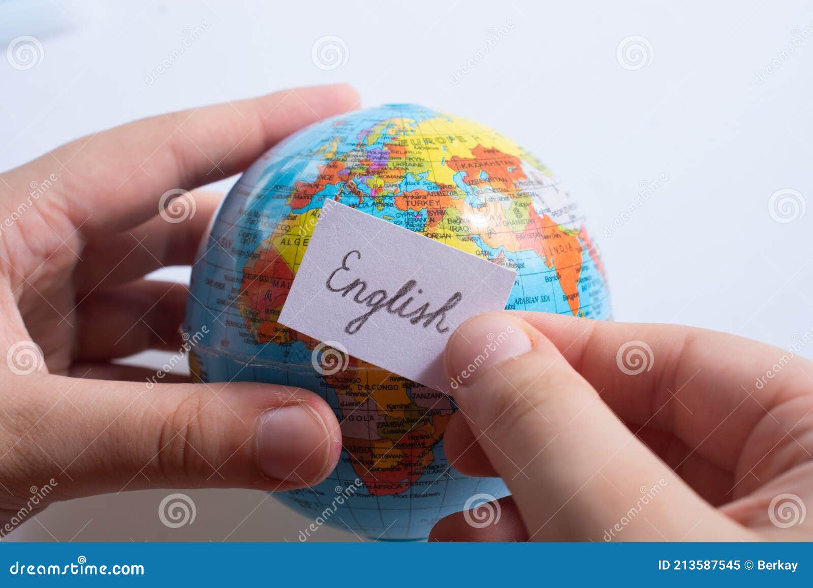 Hand Holding Notepaper with English Wording on Globe Stock Image ...