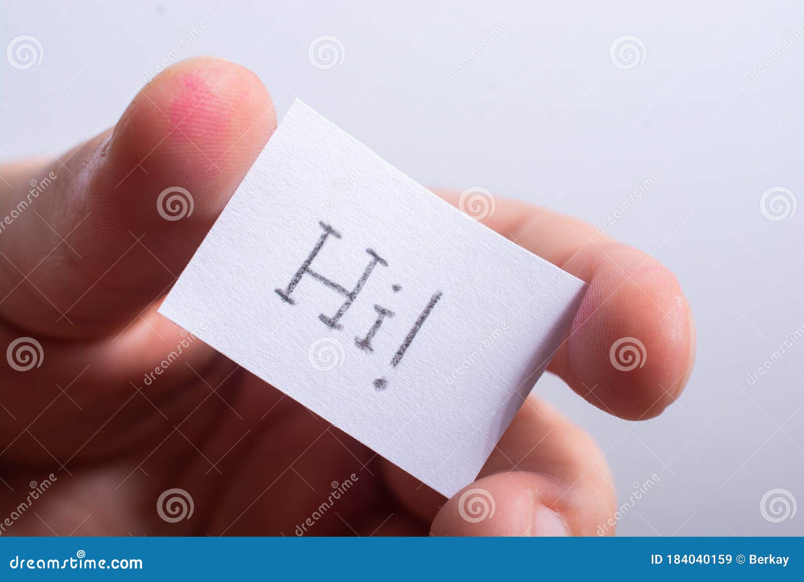Hand Holding Notepaper with HELLO Wording on White Stock Image - Image ...