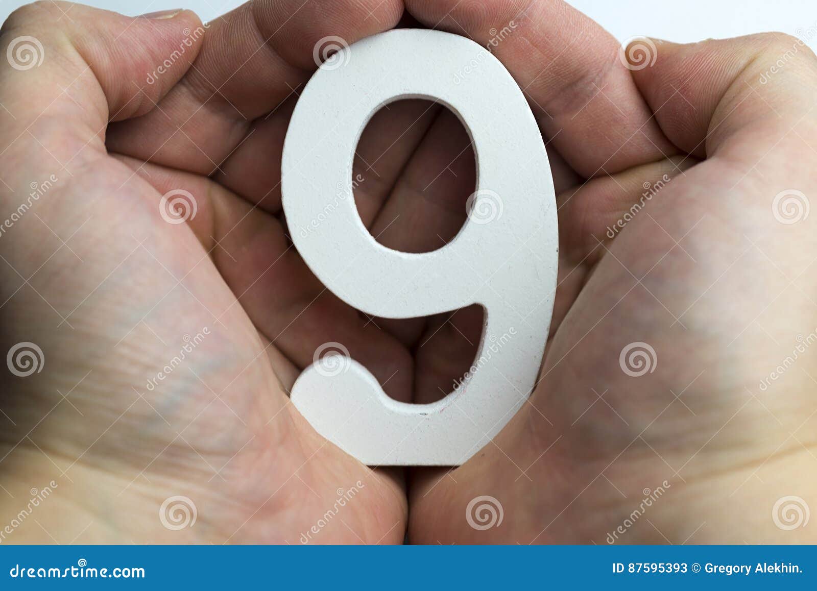 Hand holding number nine. stock image. Image of hand - 87595393
