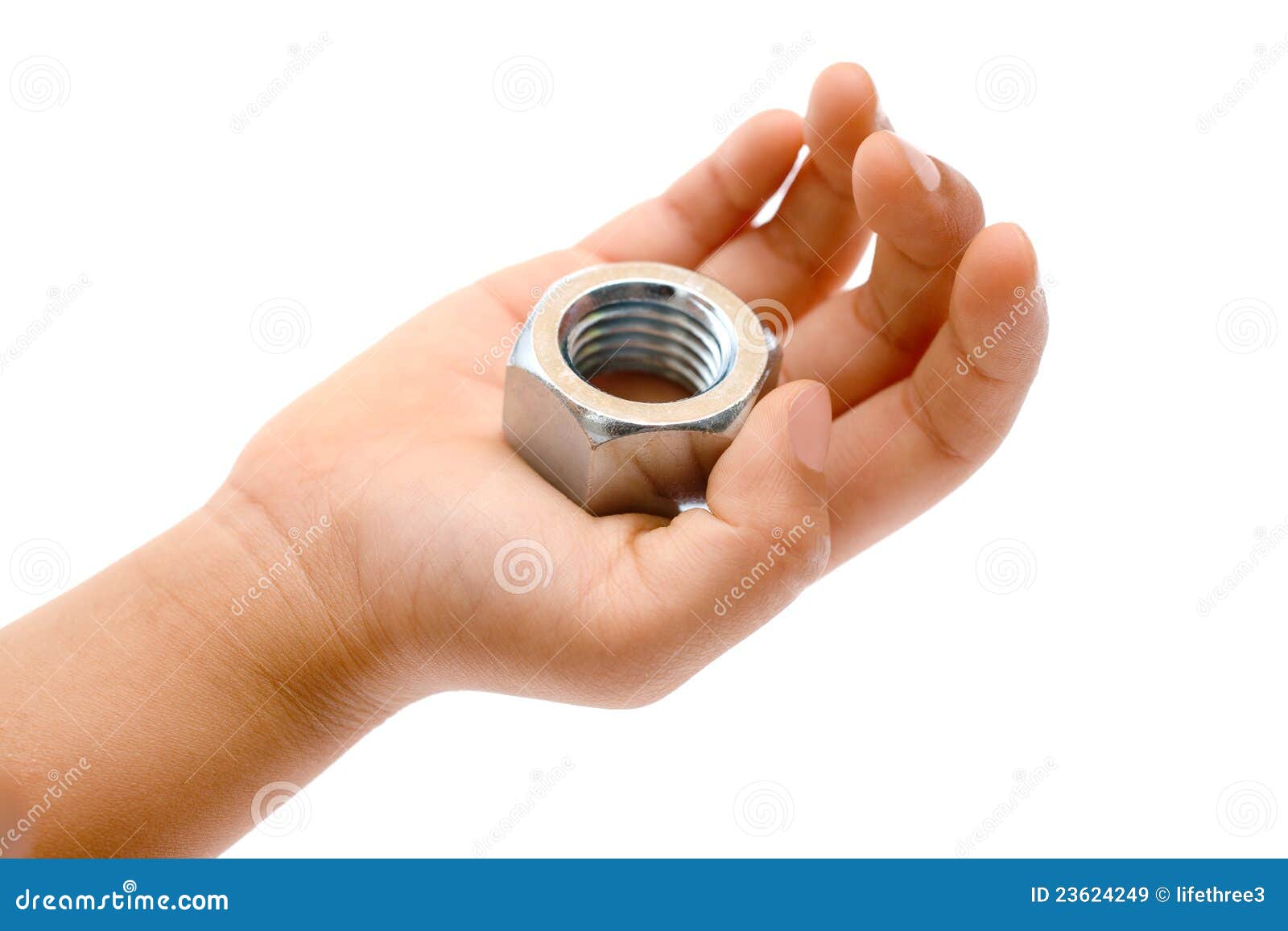 Hand Holding a Nut stock image. Image of hexagonal, tighten - 23624249