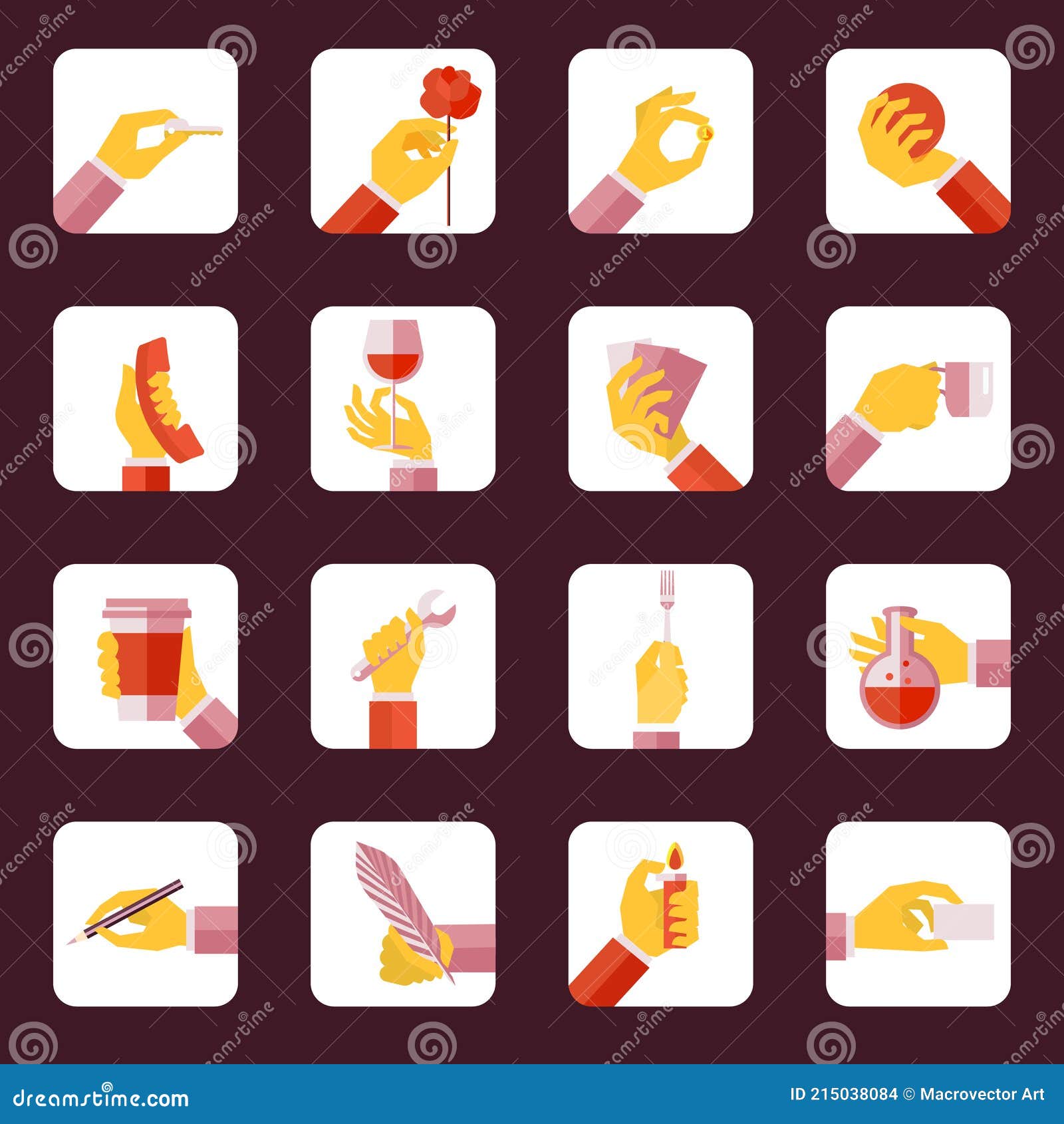Hand Holding Objects Flat Set Stock Vector - Illustration of objects ...