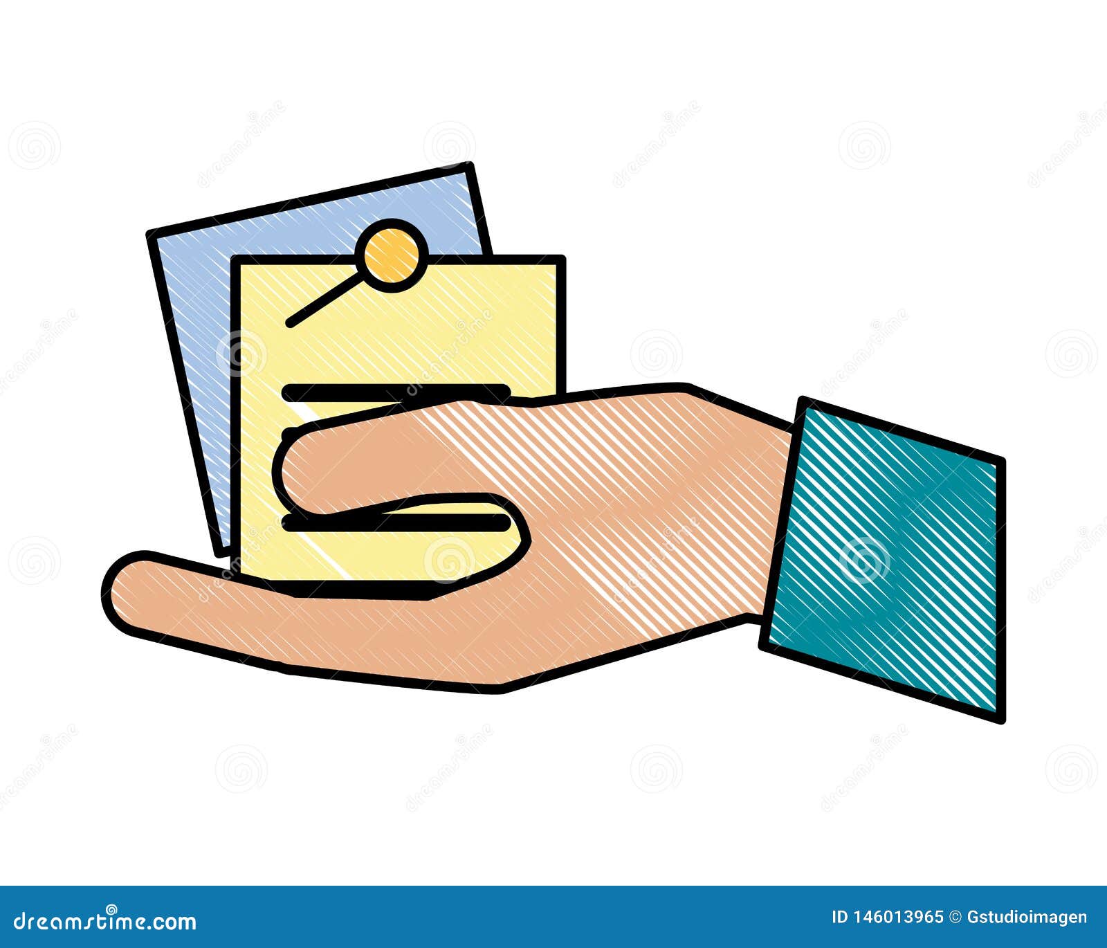 Hand Holding Office Note Memo Pin Stock Illustration - Illustration of ...