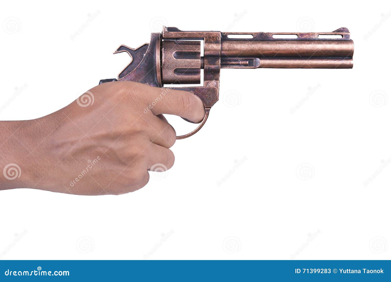 Hand Holding Old Gun Selective Focus Stock Image - Image of police ...