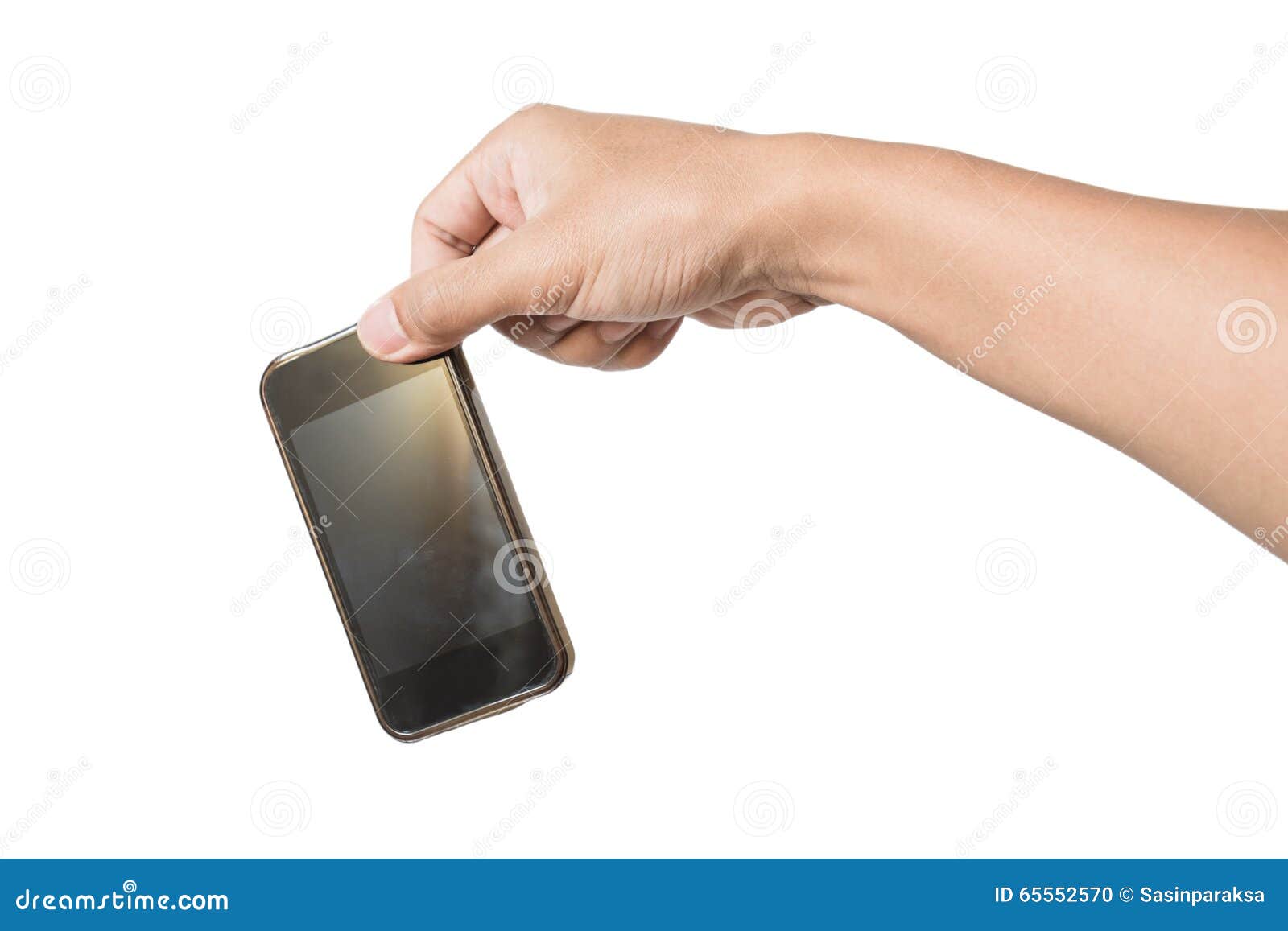 Hand Holding Old Smartphone, Isolated on White Background Stock Photo ...