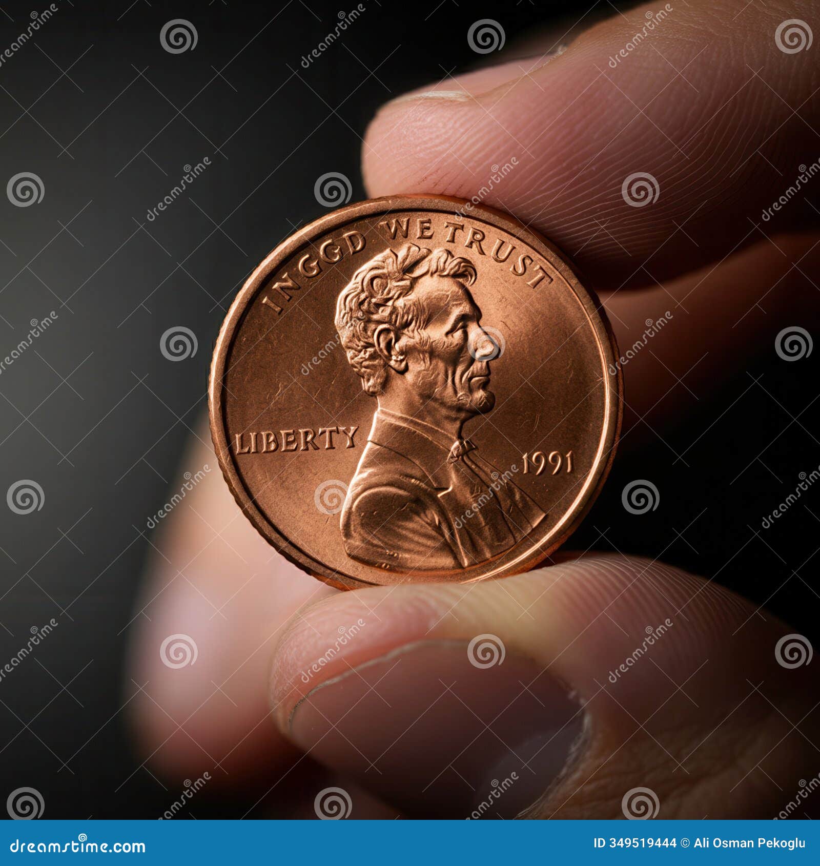 Hand holding one cent stock illustration. Illustration of finger ...