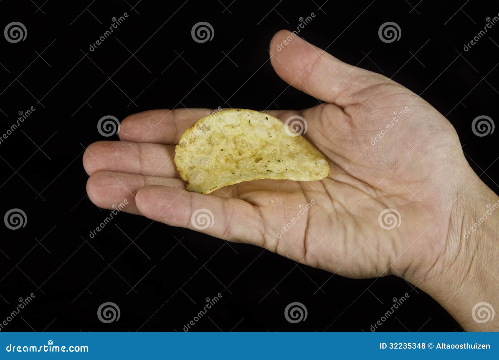 Hand Holding One Potato Chip Stock Photo | CartoonDealer.com #32235348