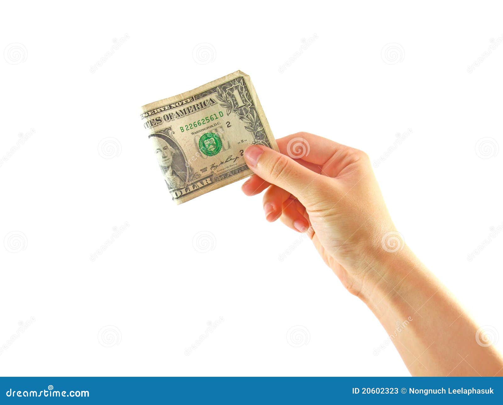 Hand Holding One US Dollar Isolated Stock Image - Image of detail ...