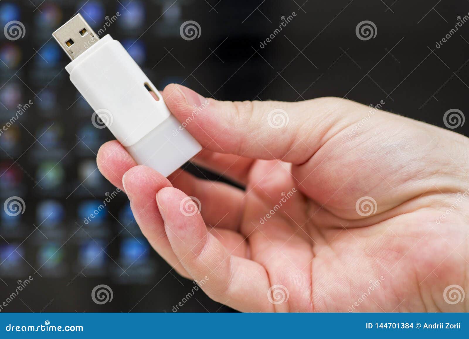 Hand Holding One USB Flash Drive. a Female Hand Holding a USB Flash ...