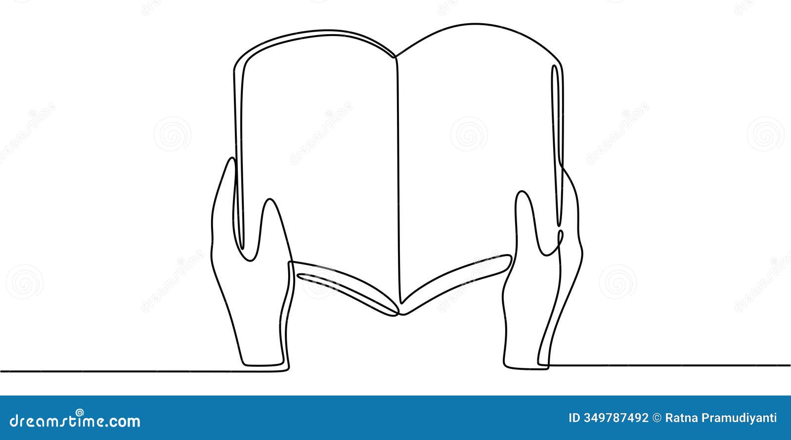 Hand Holding an Open Book in Continuous Line Drawing, Representing ...