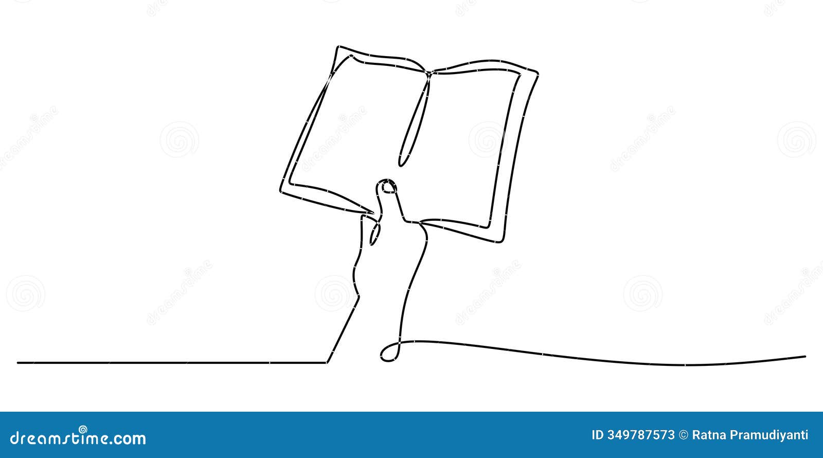 Hand Holding an Open Book in Continuous Line Drawing, Symbolizing ...