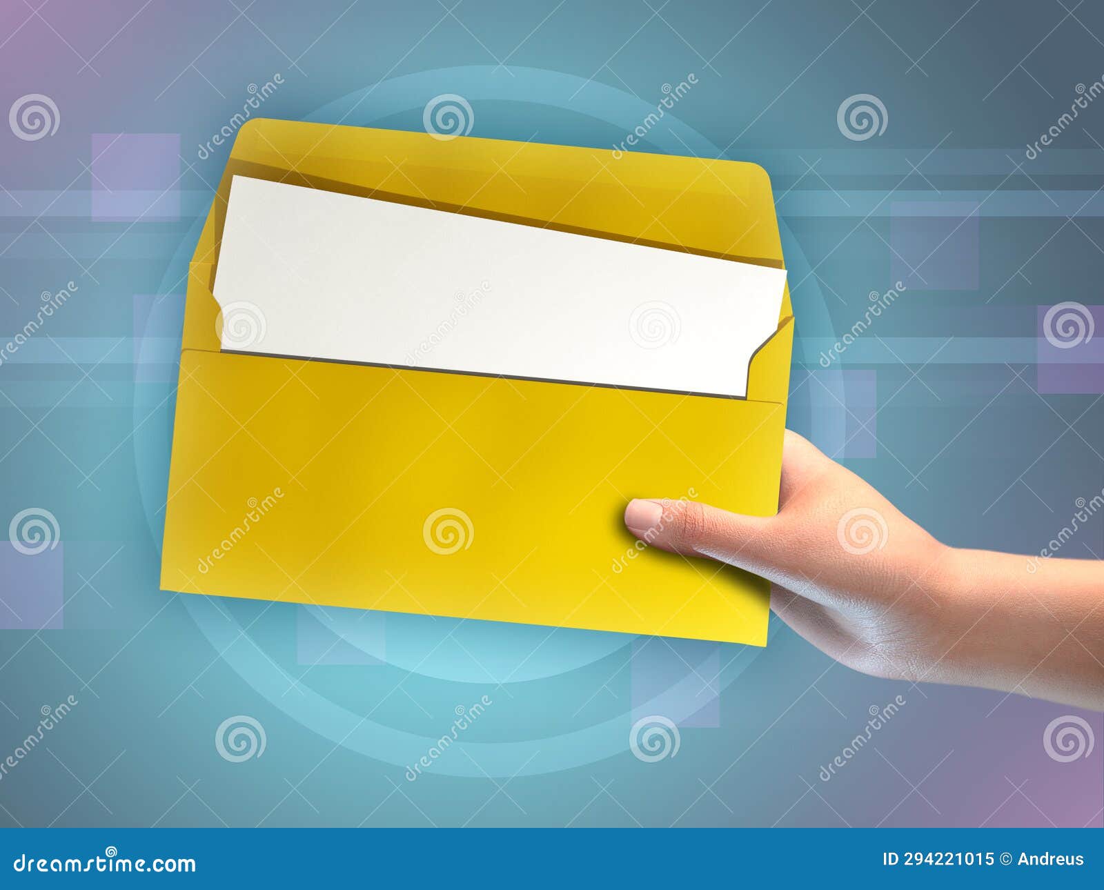 Hand Holding an Open Envelope Stock Illustration - Illustration of ...