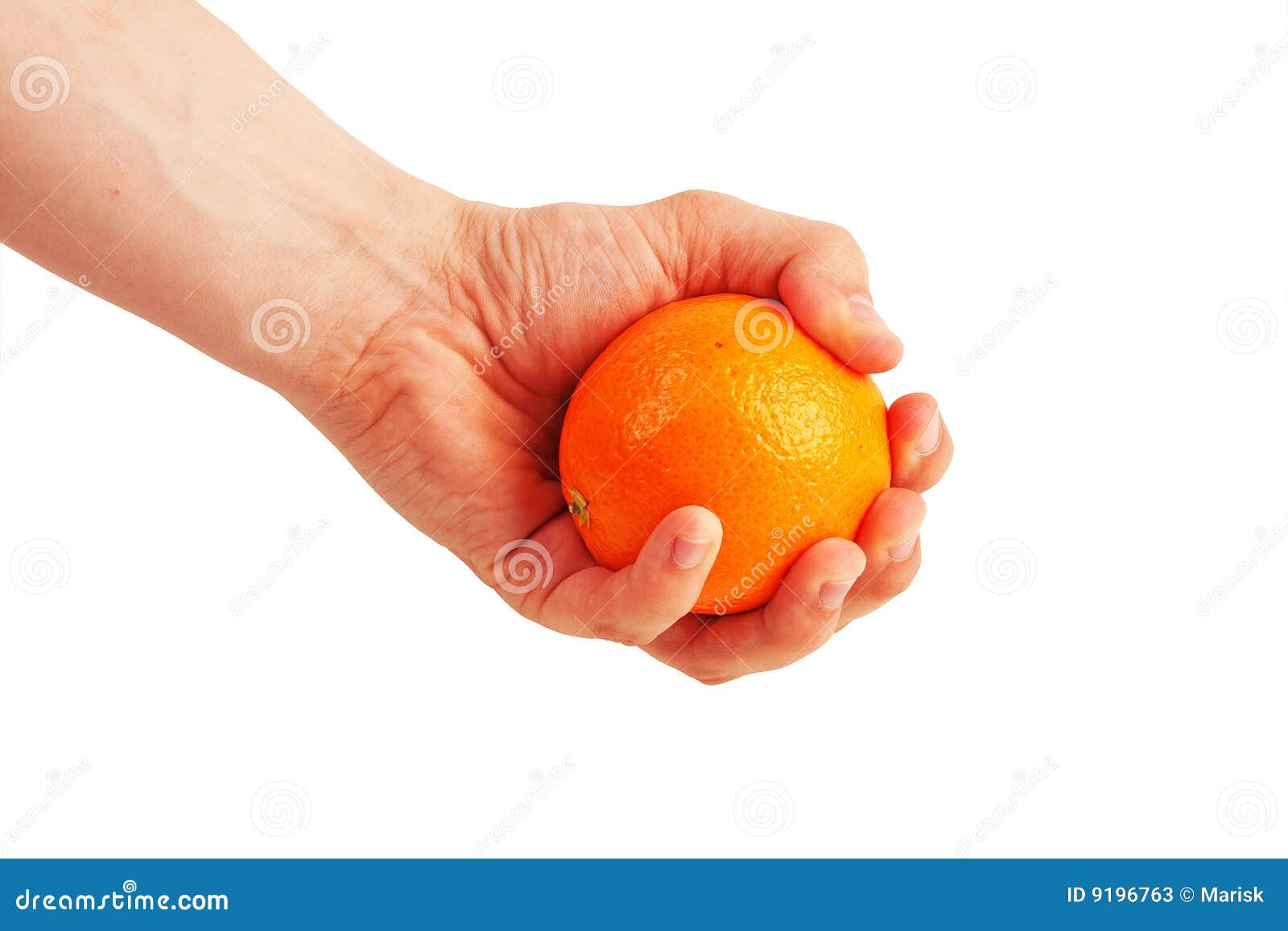 Hand holding orange stock image. Image of eating, yellow - 9196763