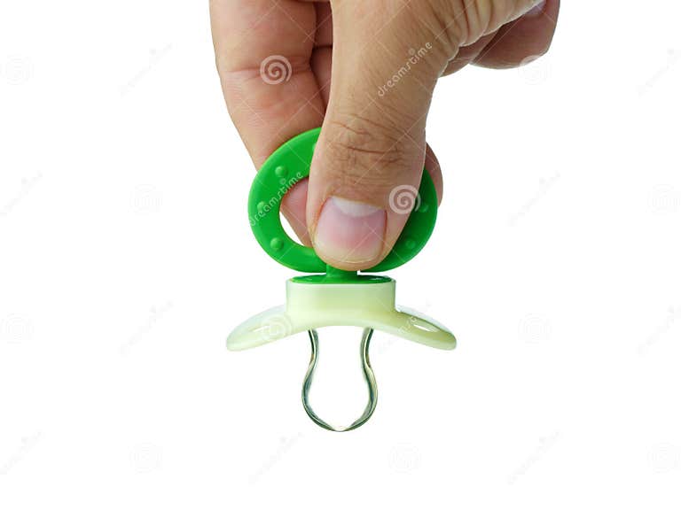 Hand Holding Pacifier Isolated Stock Image - Image of hand, isolated ...