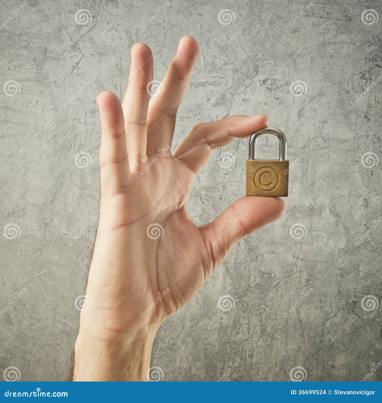 Hand Holding Padlock with Copyright Symbol Stock Photo - Image of ...