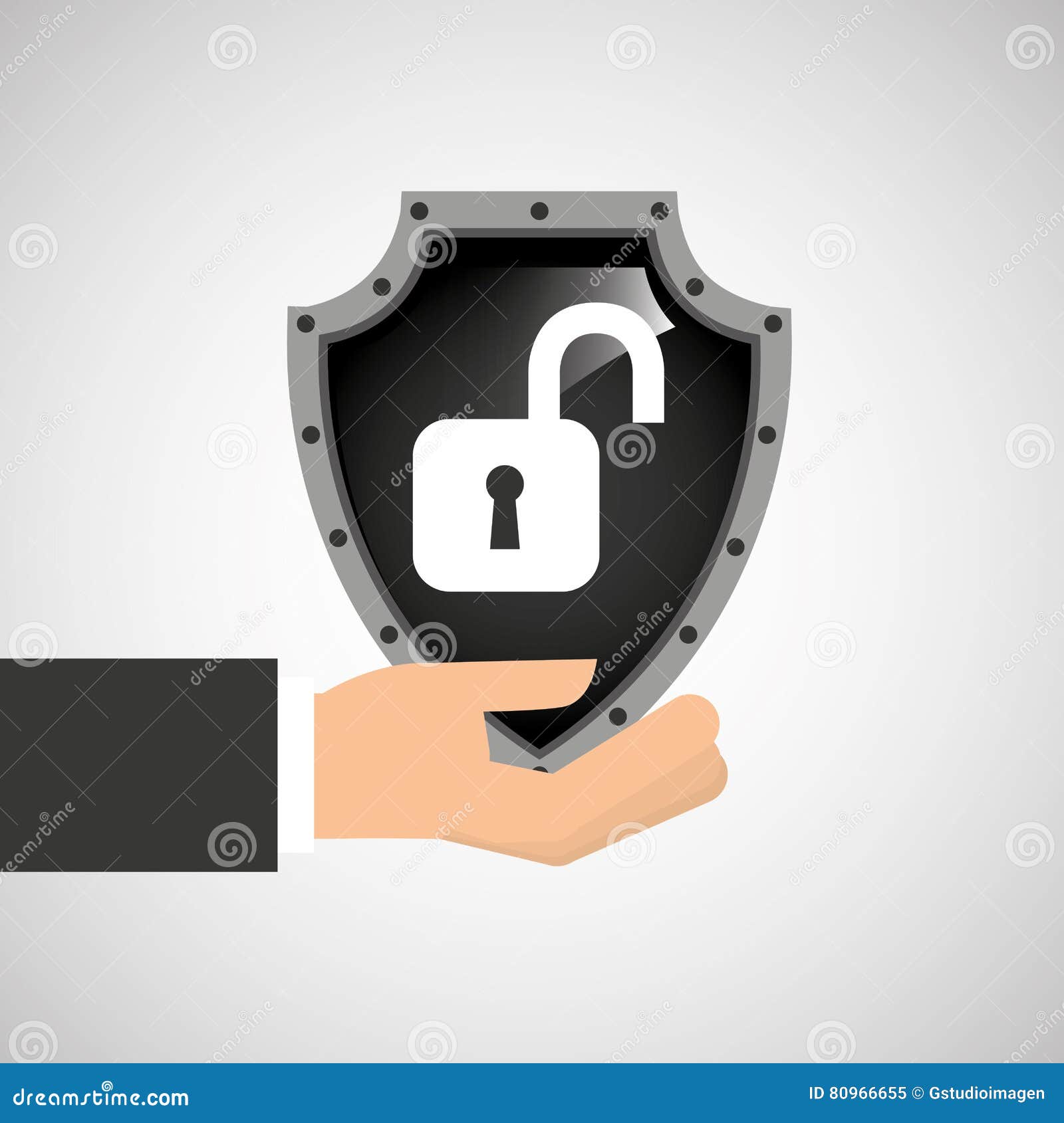 Hand Holding Padlock Security Shield Data Stock Vector - Illustration ...