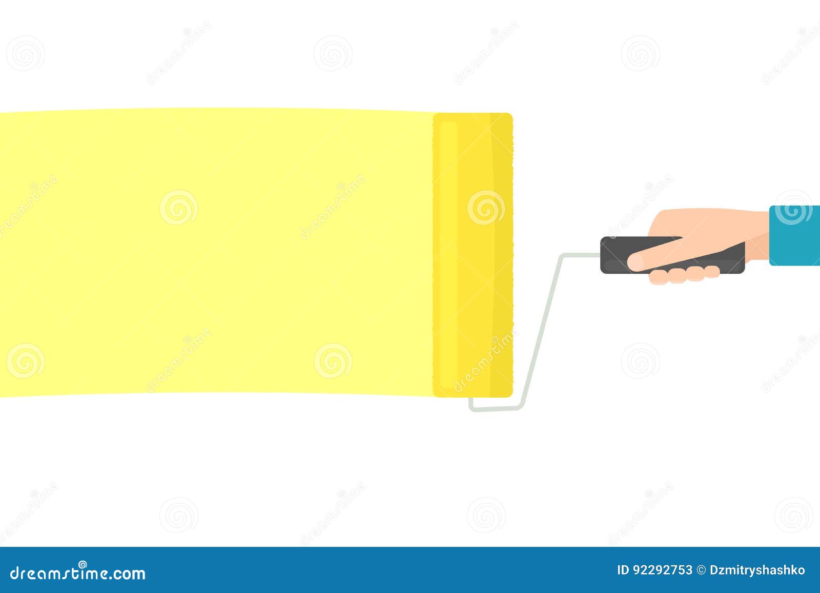 Hand holding paint roller stock vector. Illustration of closeup - 92292753