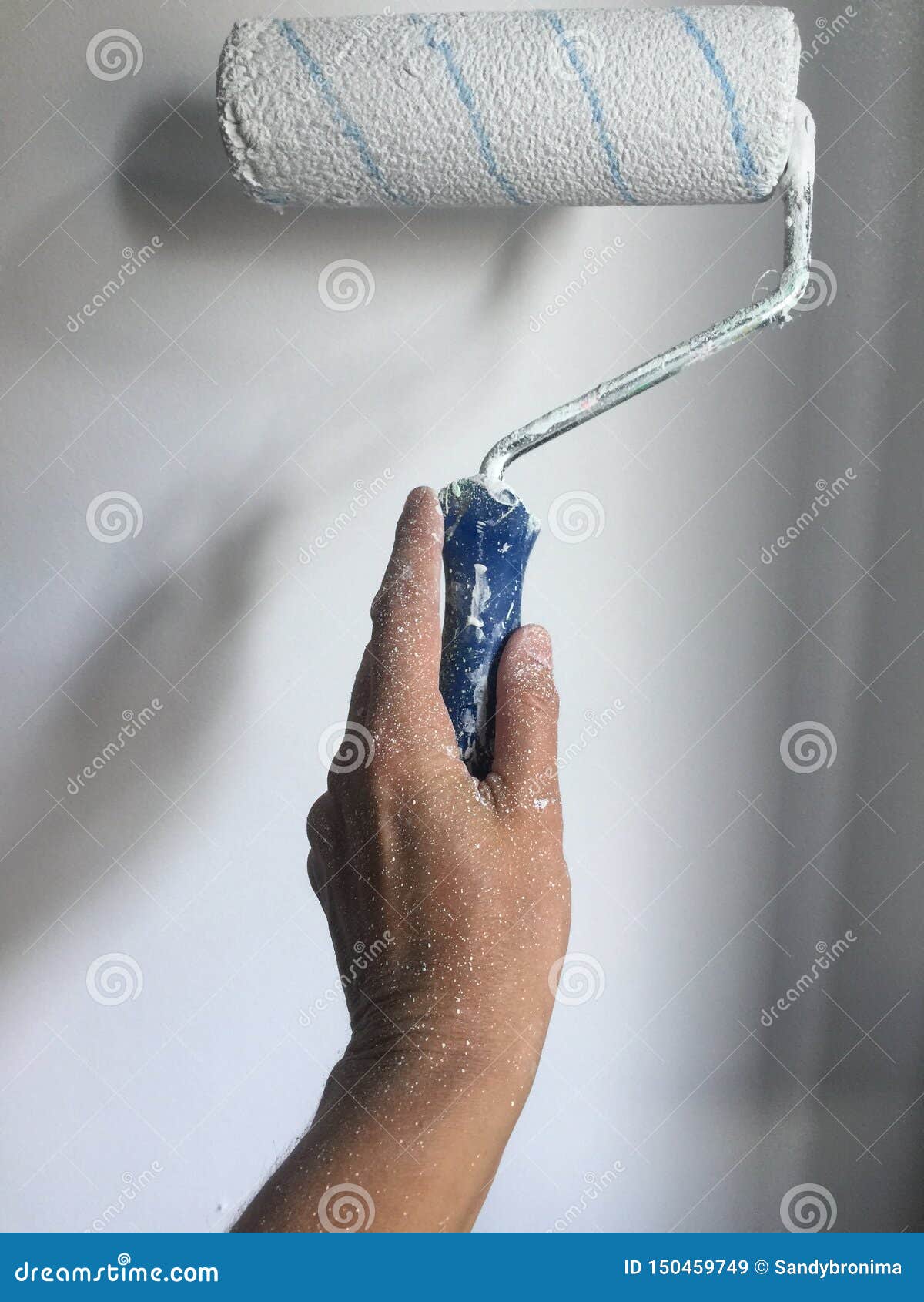 Female Hand Holding a Paint Roller Stock Image - Image of white, female ...