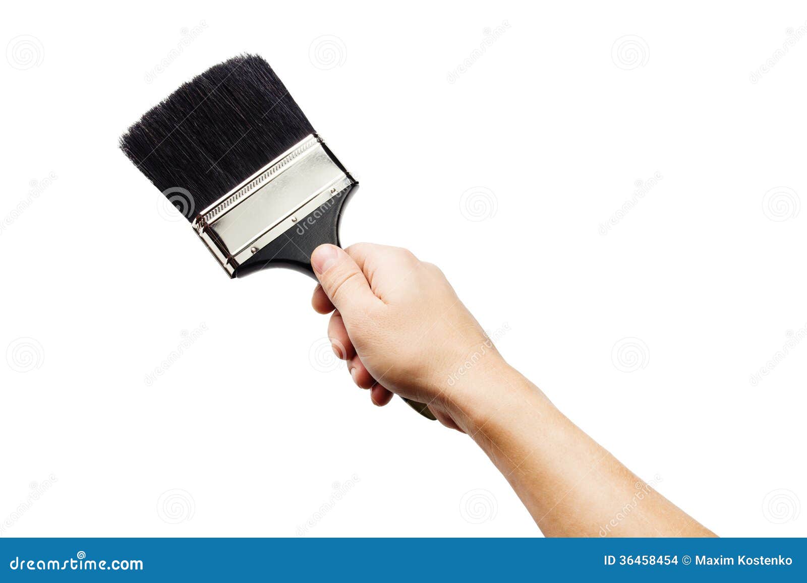 Hand Holding Paintbrush on White Stock Photo - Image of metal, paint ...