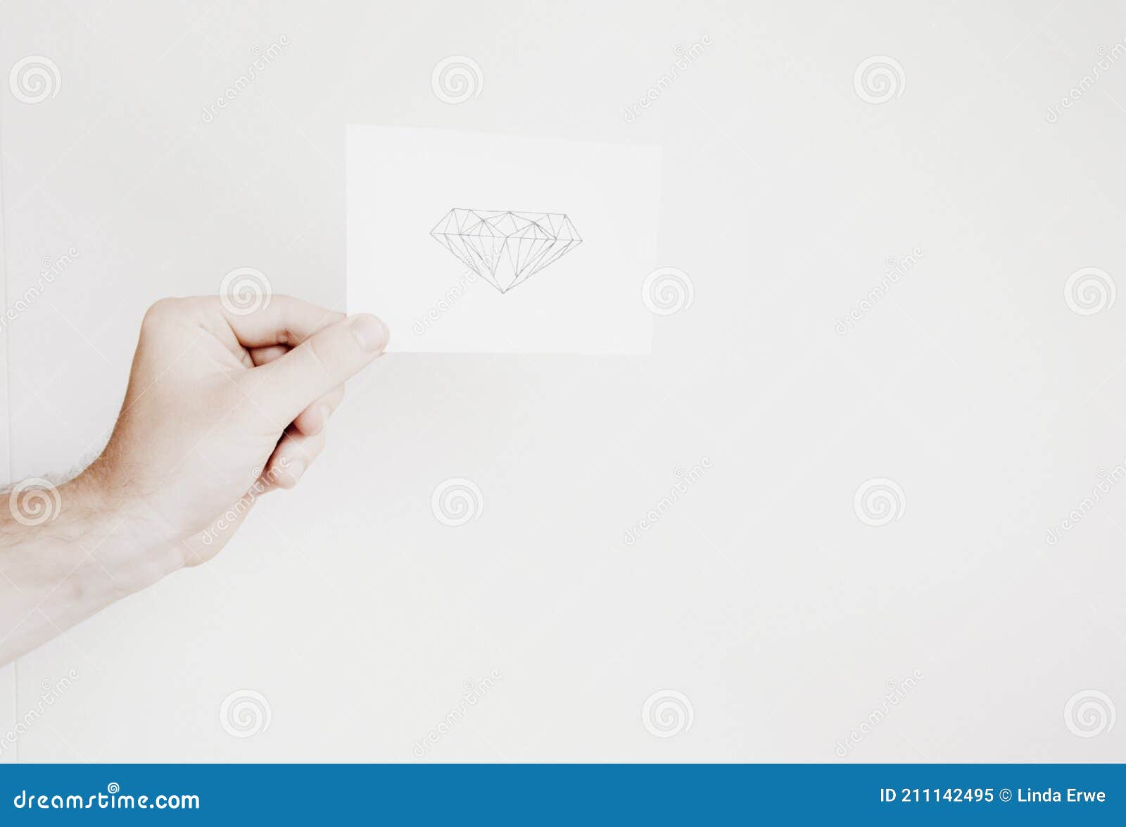 Hand Holding a Paper with a Drawing of a Diamond Stock Image - Image of ...