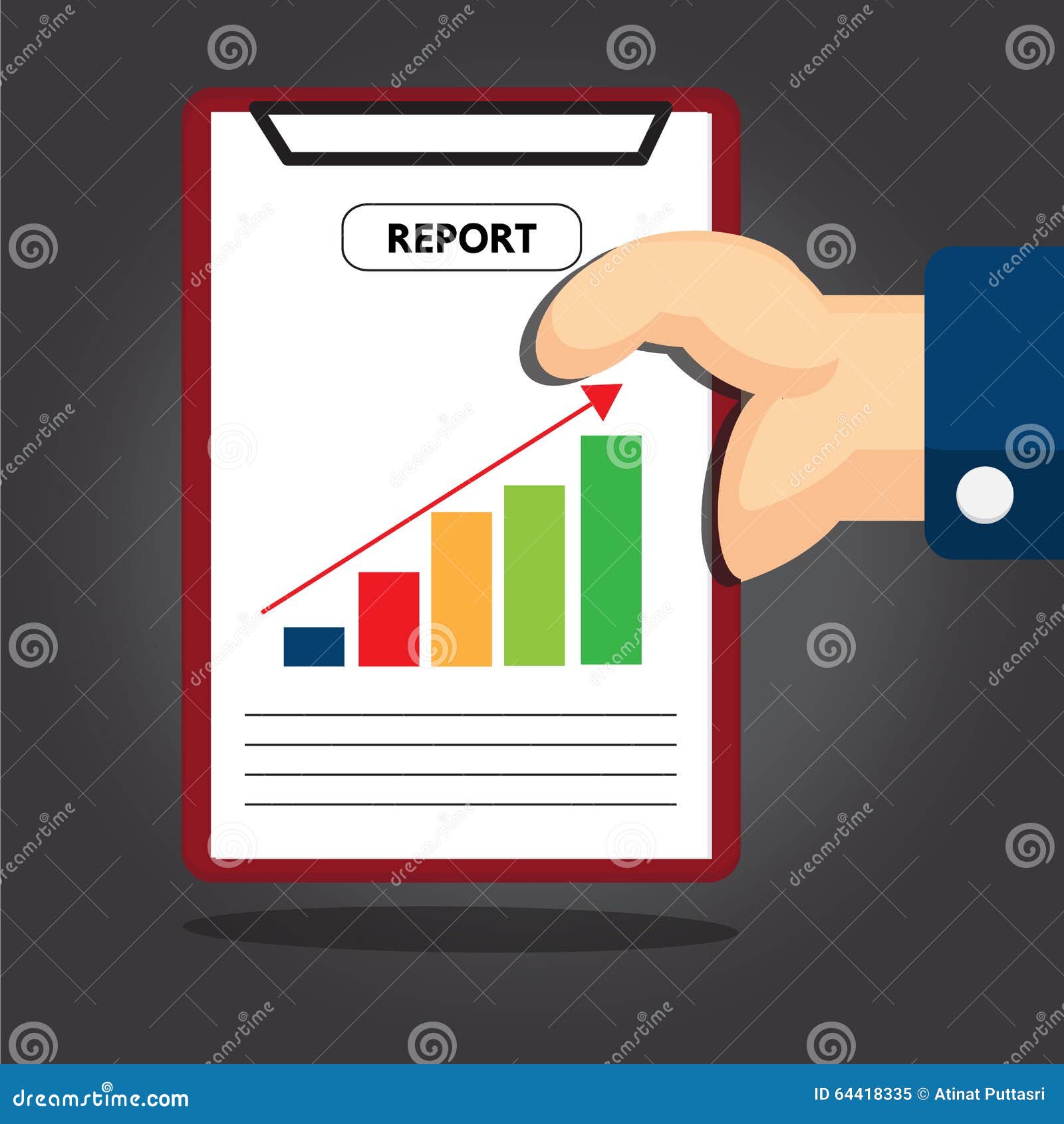 Hand holding paper report. stock vector. Illustration of clipboard ...