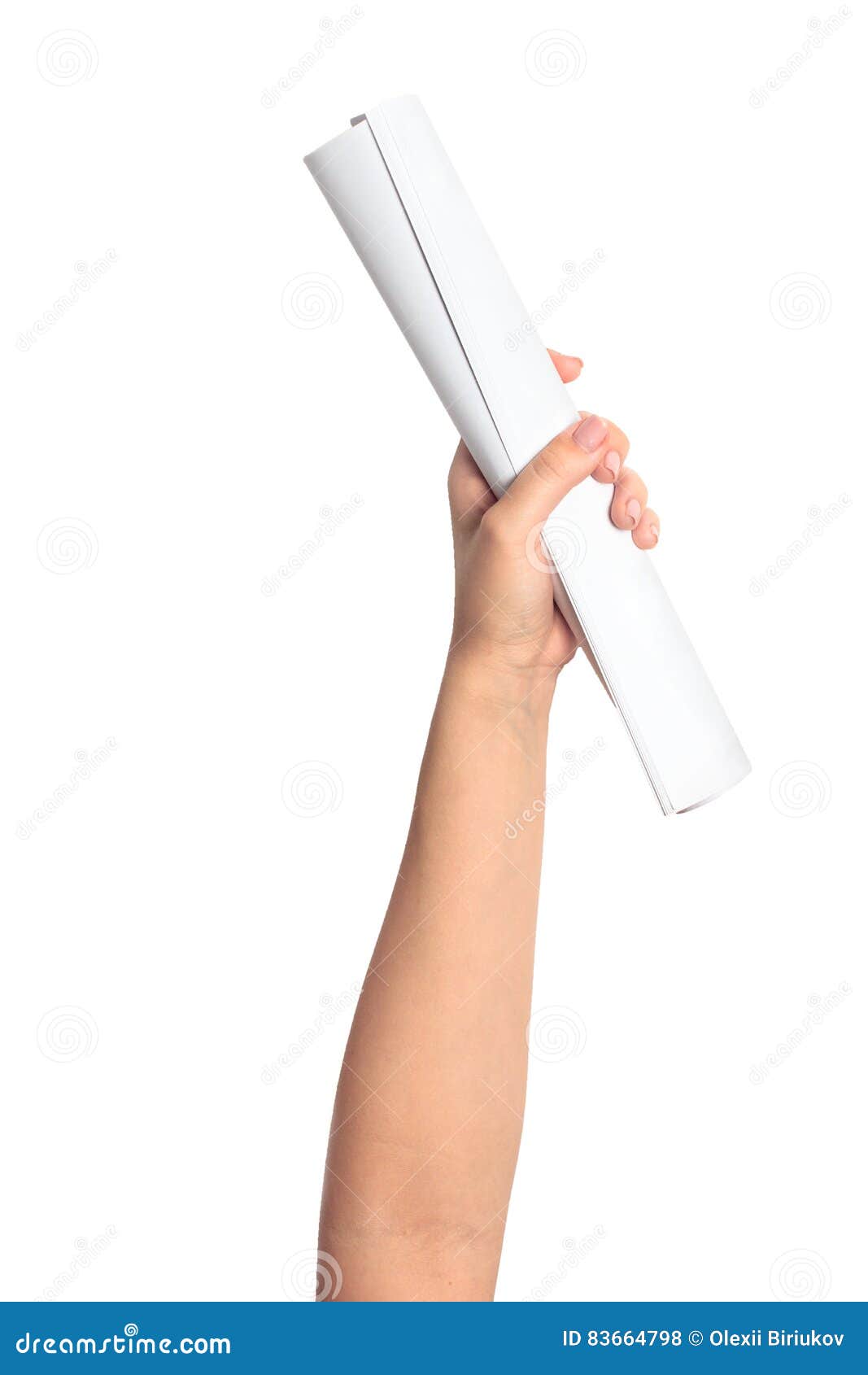 Hand holding paper roll stock photo. Image of feather - 83664798
