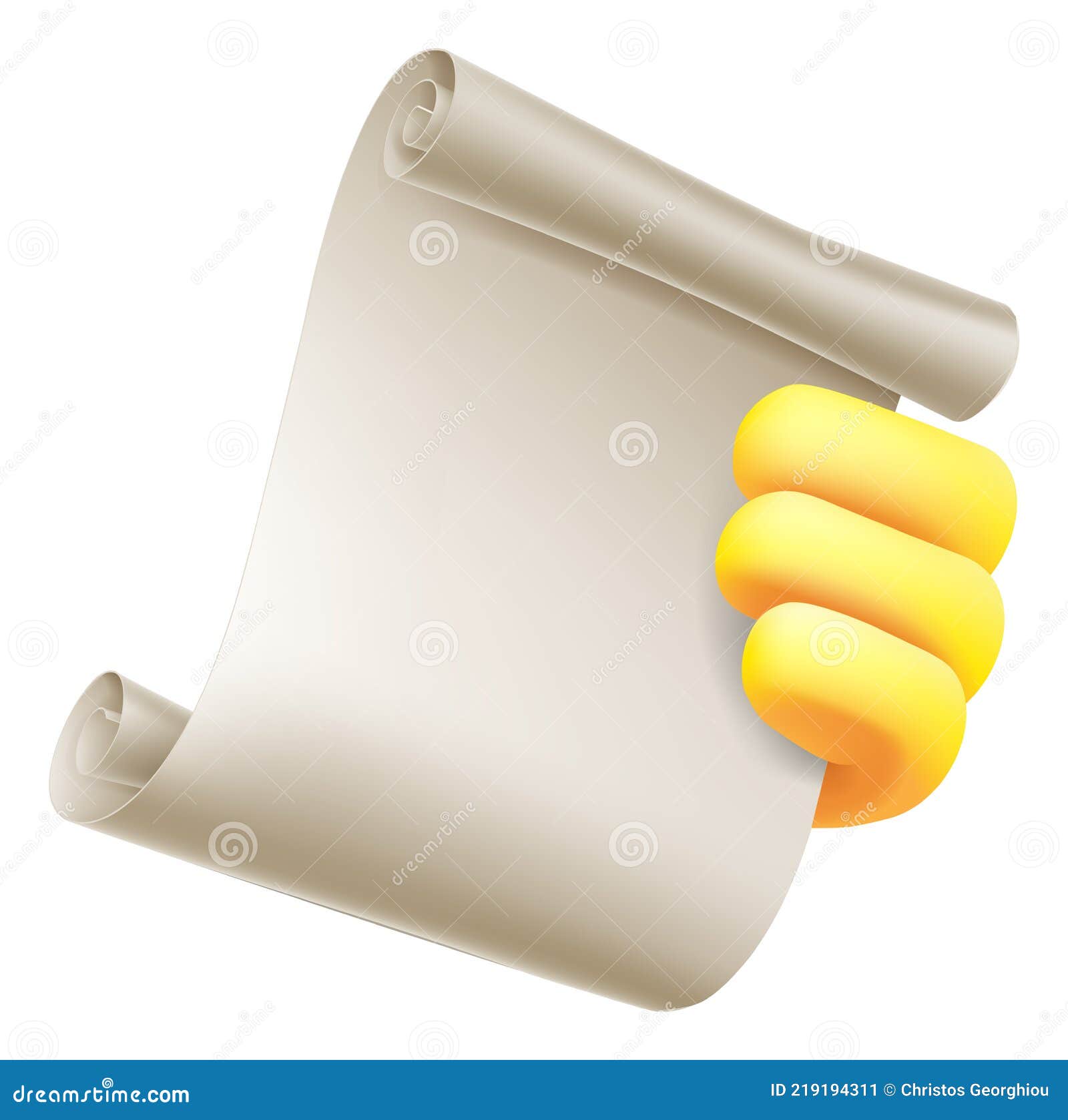 Hand Holding Paper Scroll Emoji Cartoon Icon Stock Vector ...