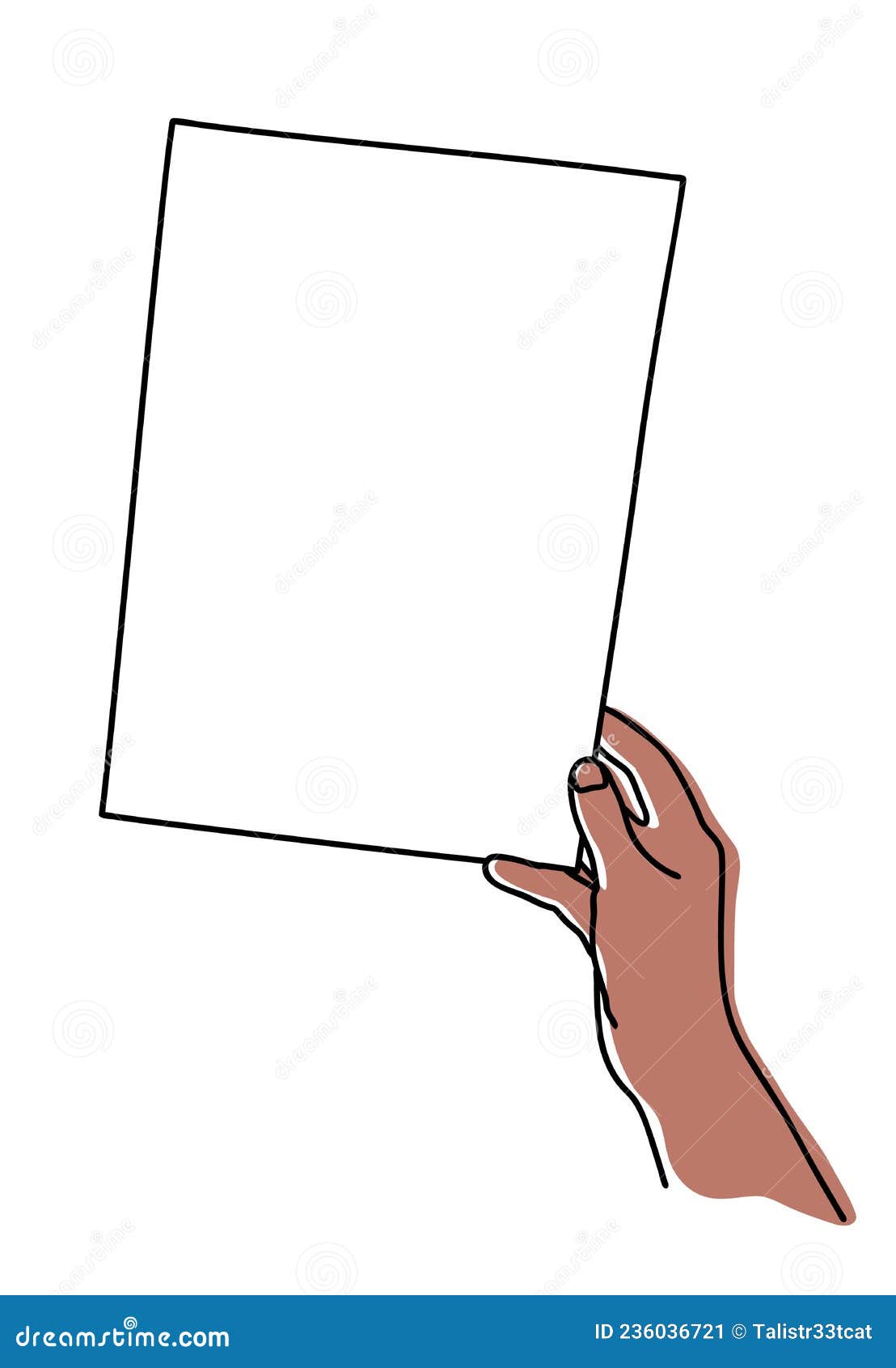 Hand Holding A4 Paper Sheet Hand Drawn with Thin Line Stock Vector ...