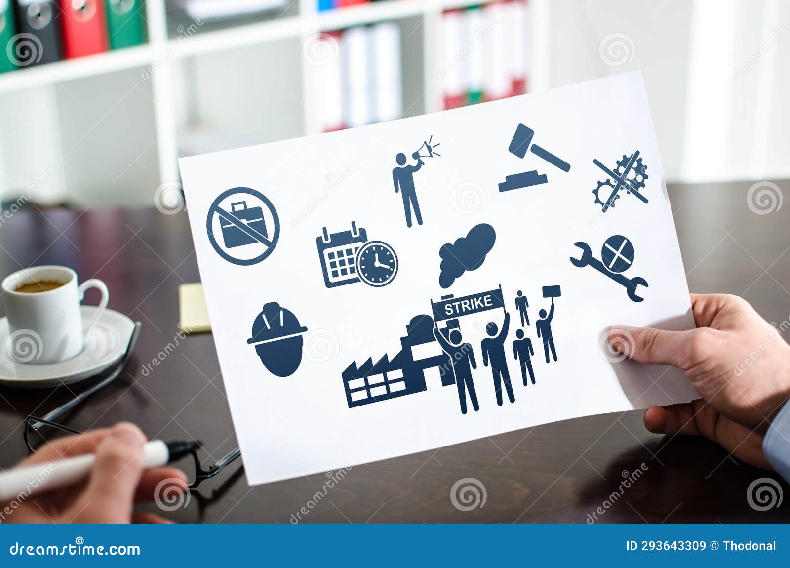Strike concept on a paper stock image. Image of protesting - 293643309