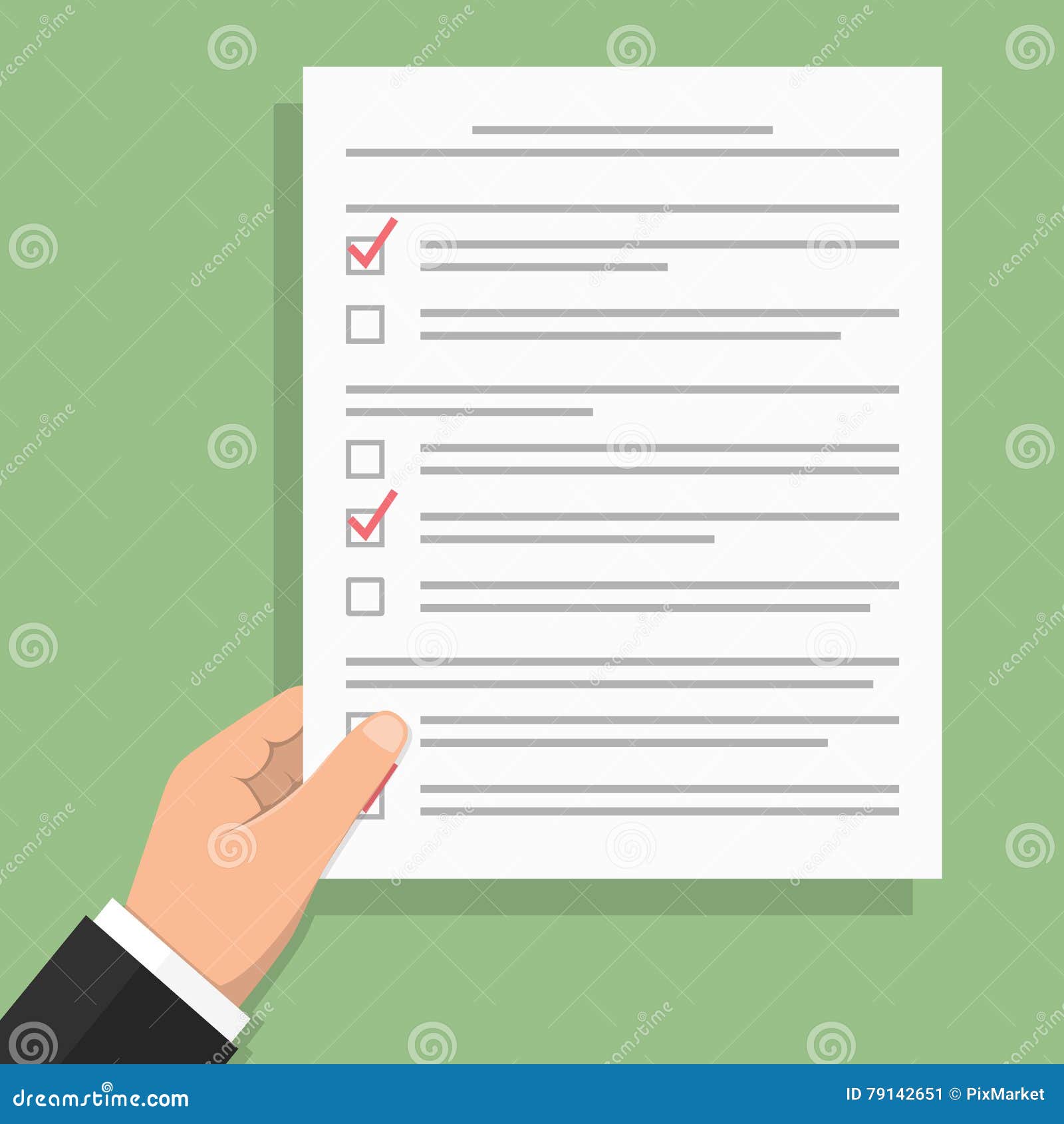 Hand Holding Paper with Test Stock Vector - Illustration of list ...